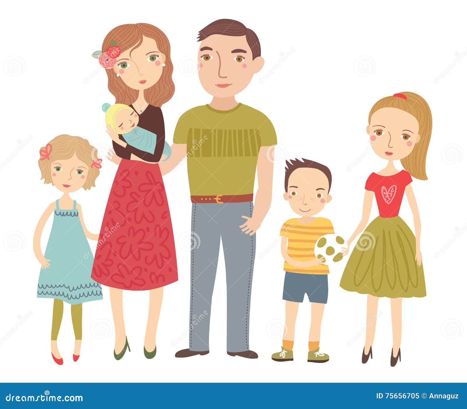 Young Family. Parents and Children Stock Vector - Illustration of ...