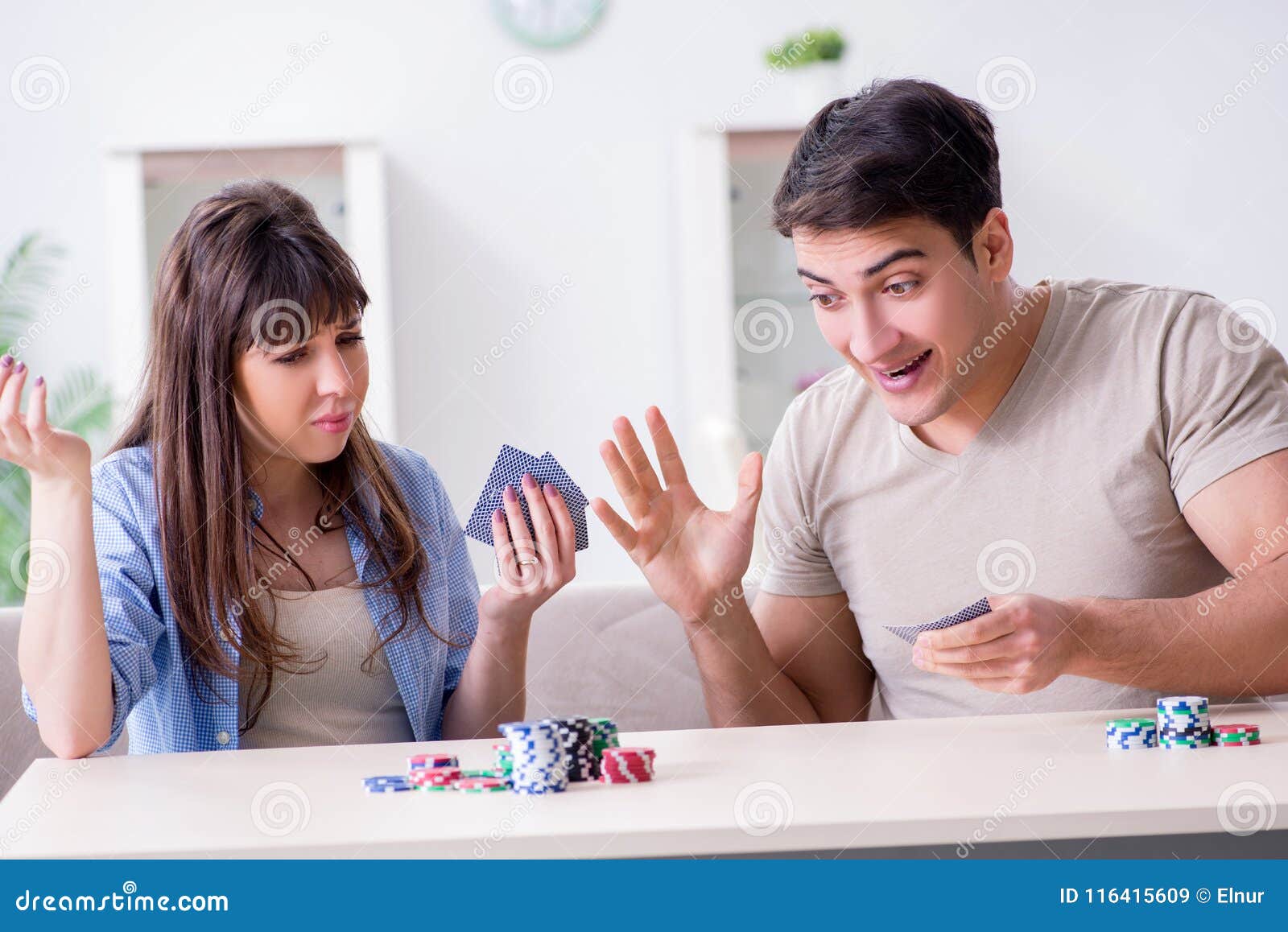 The Young Family Playing Cards at Home Stock Image - Image of losing ...