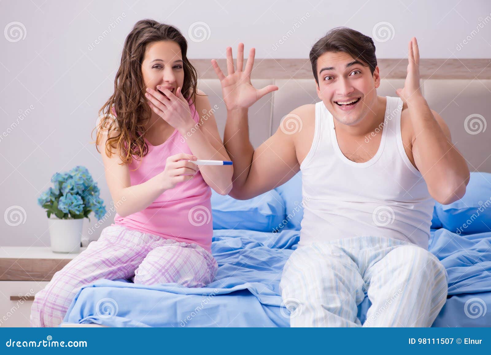 The Young Family with Pregnancy Test Results Stock Image - Image of ...