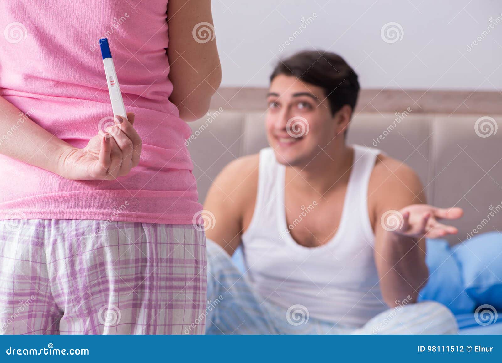 The Young Family with Pregnancy Test Results Stock Photo - Image of ...