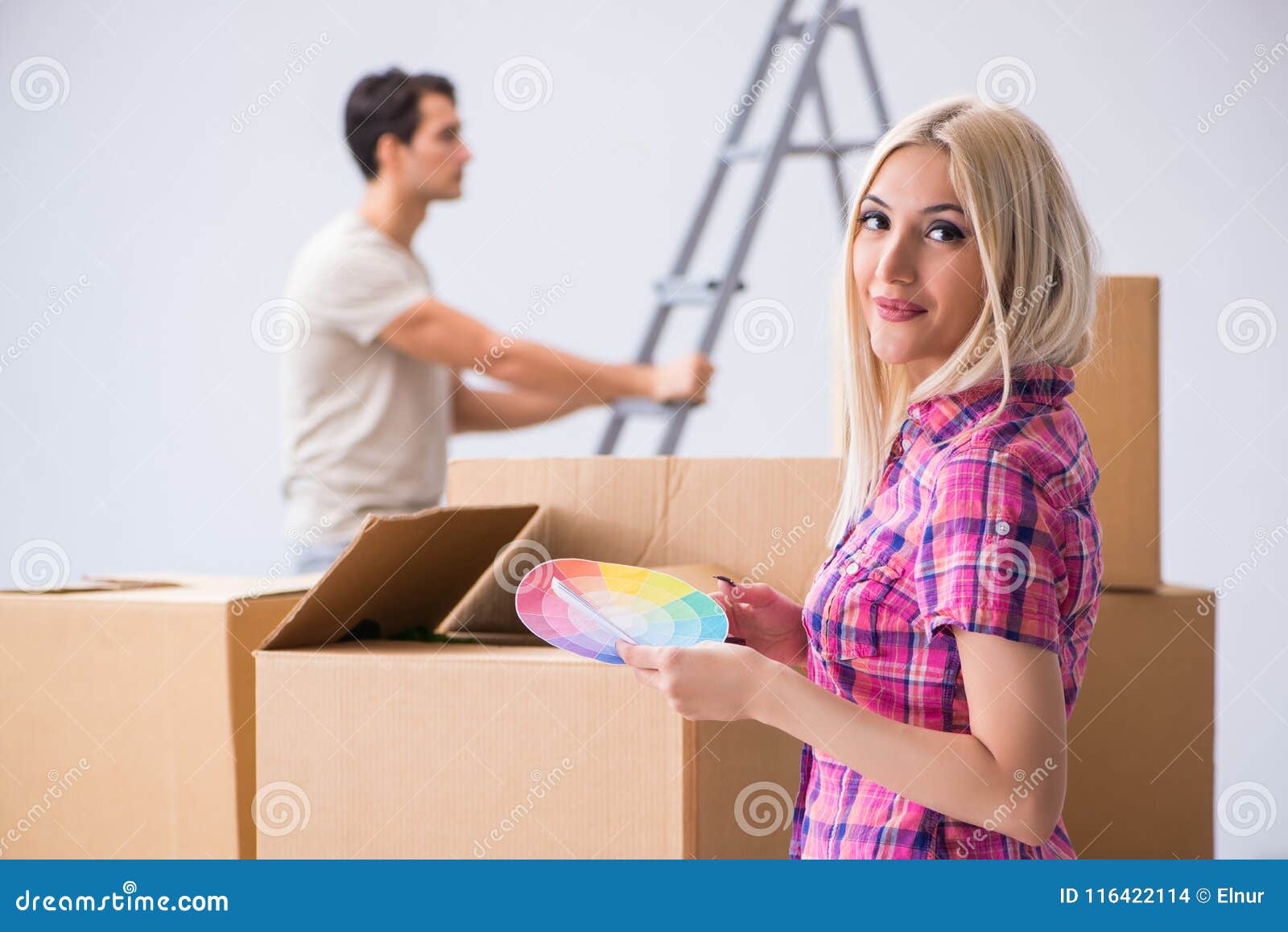 The Young Family Preparing for Home Renovation Stock Photo - Image of ...