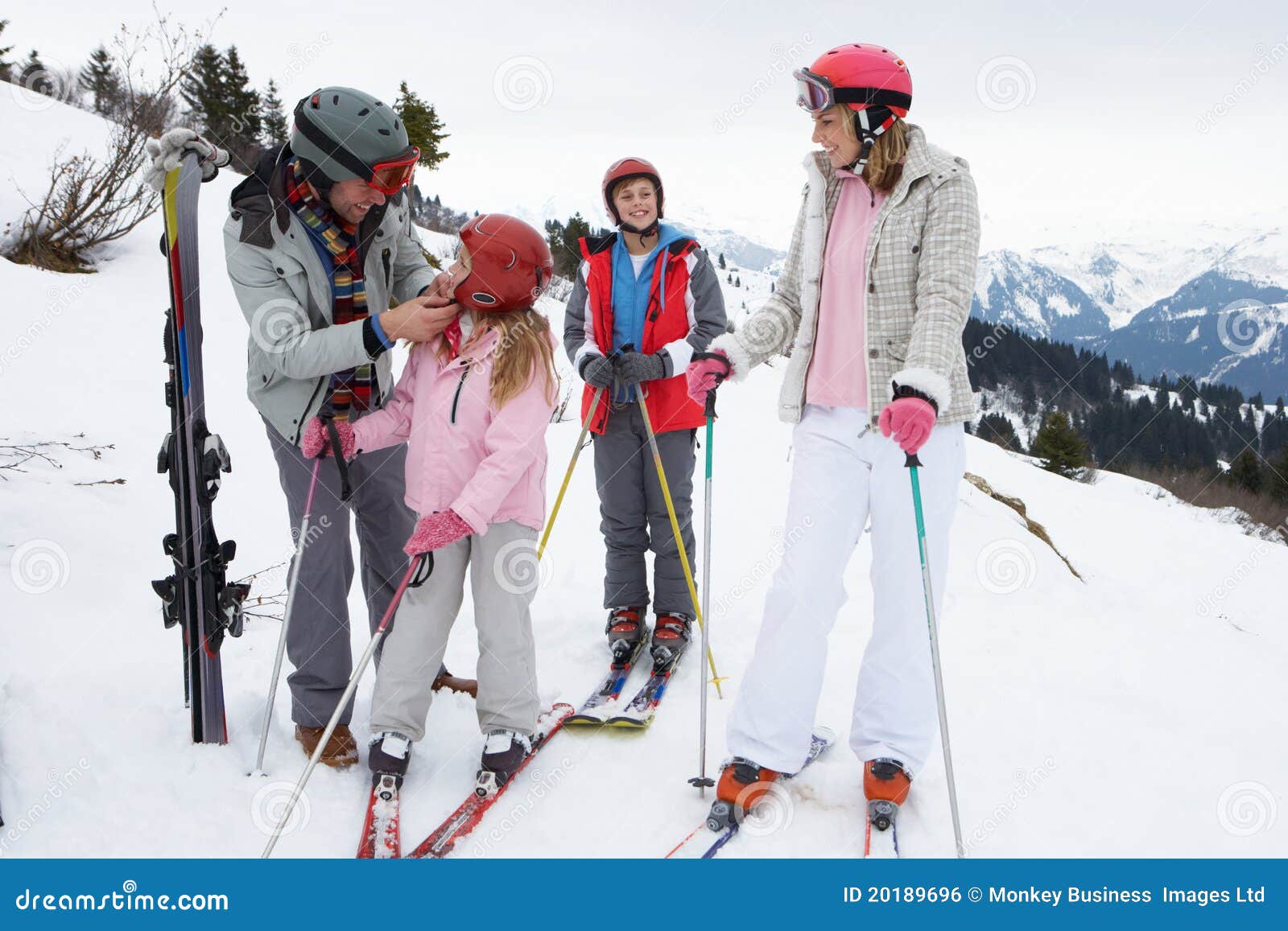 Young Family on Ski Vacation Stock Photo - Image of child, outside ...