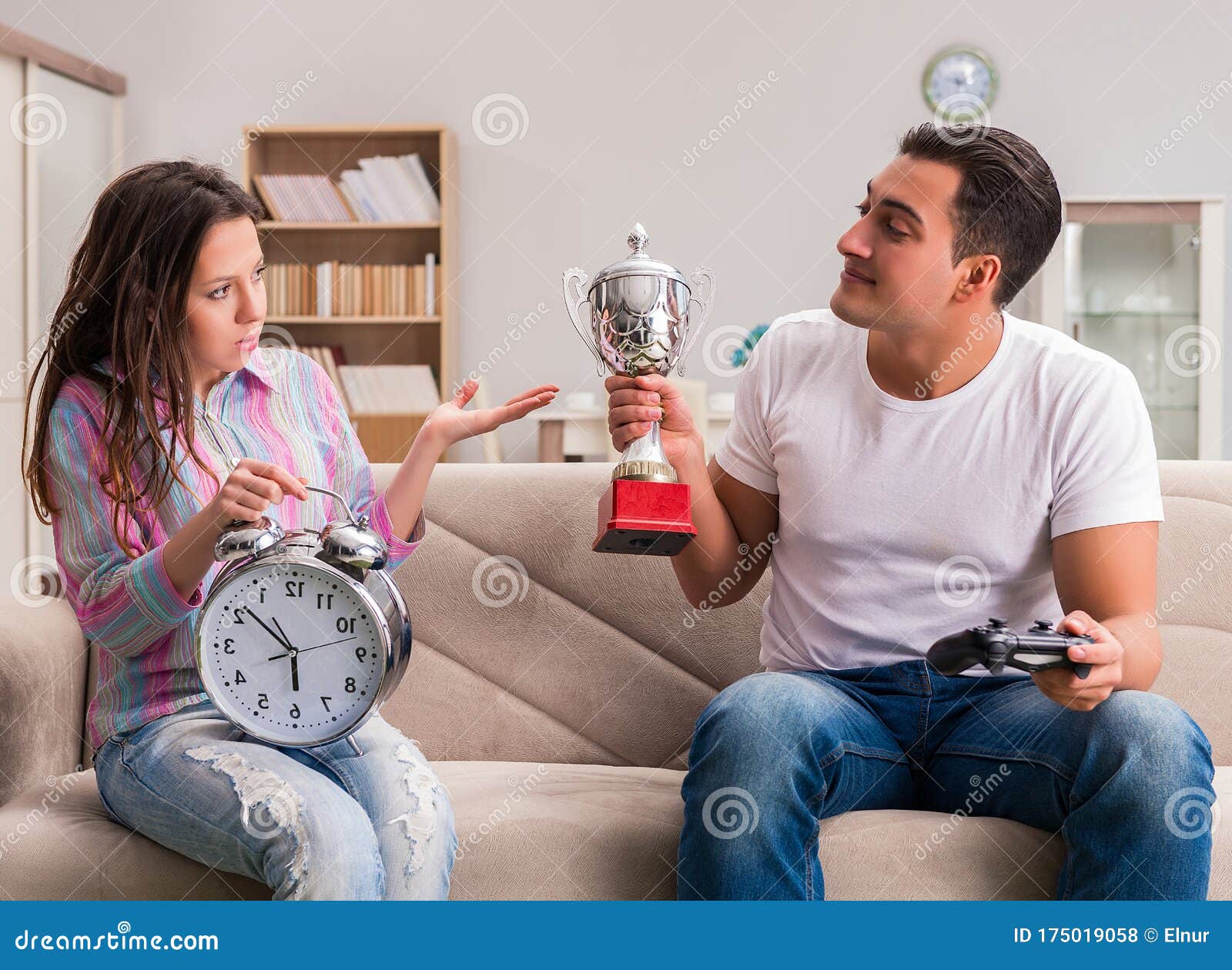 Young Family Suffering from Computer Games Addiction Stock Photo ...