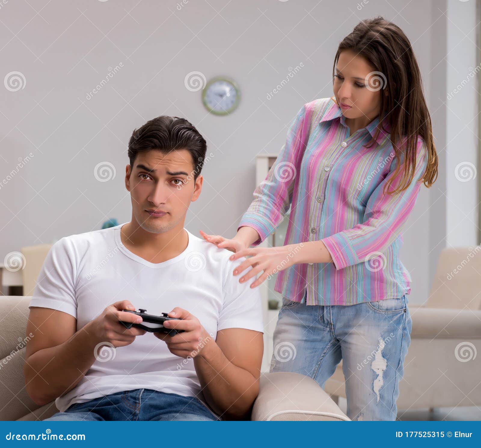 Young Family Suffering from Computer Games Addiction Stock Image ...