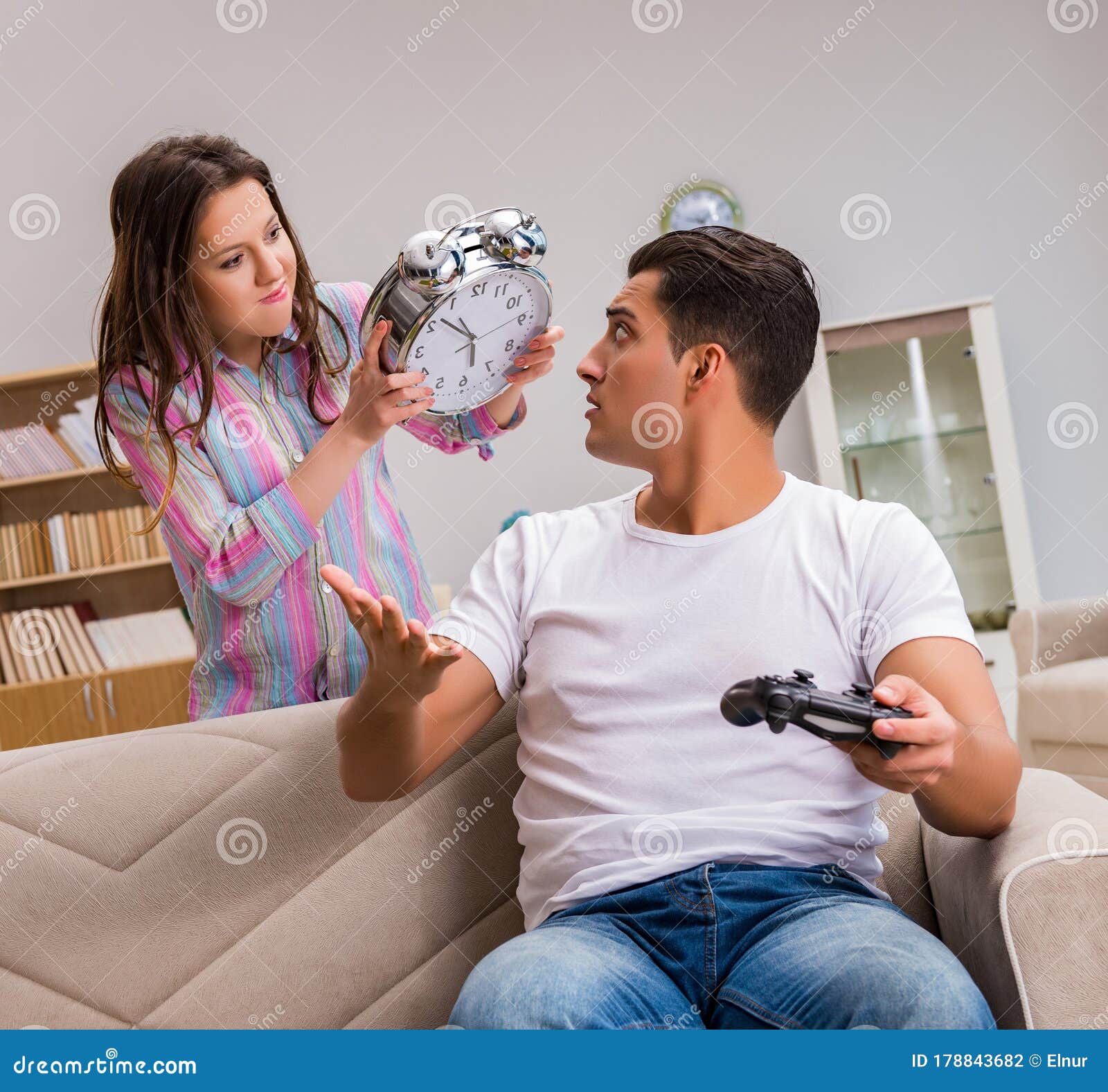 Young Family Suffering from Computer Games Addiction Stock Photo ...