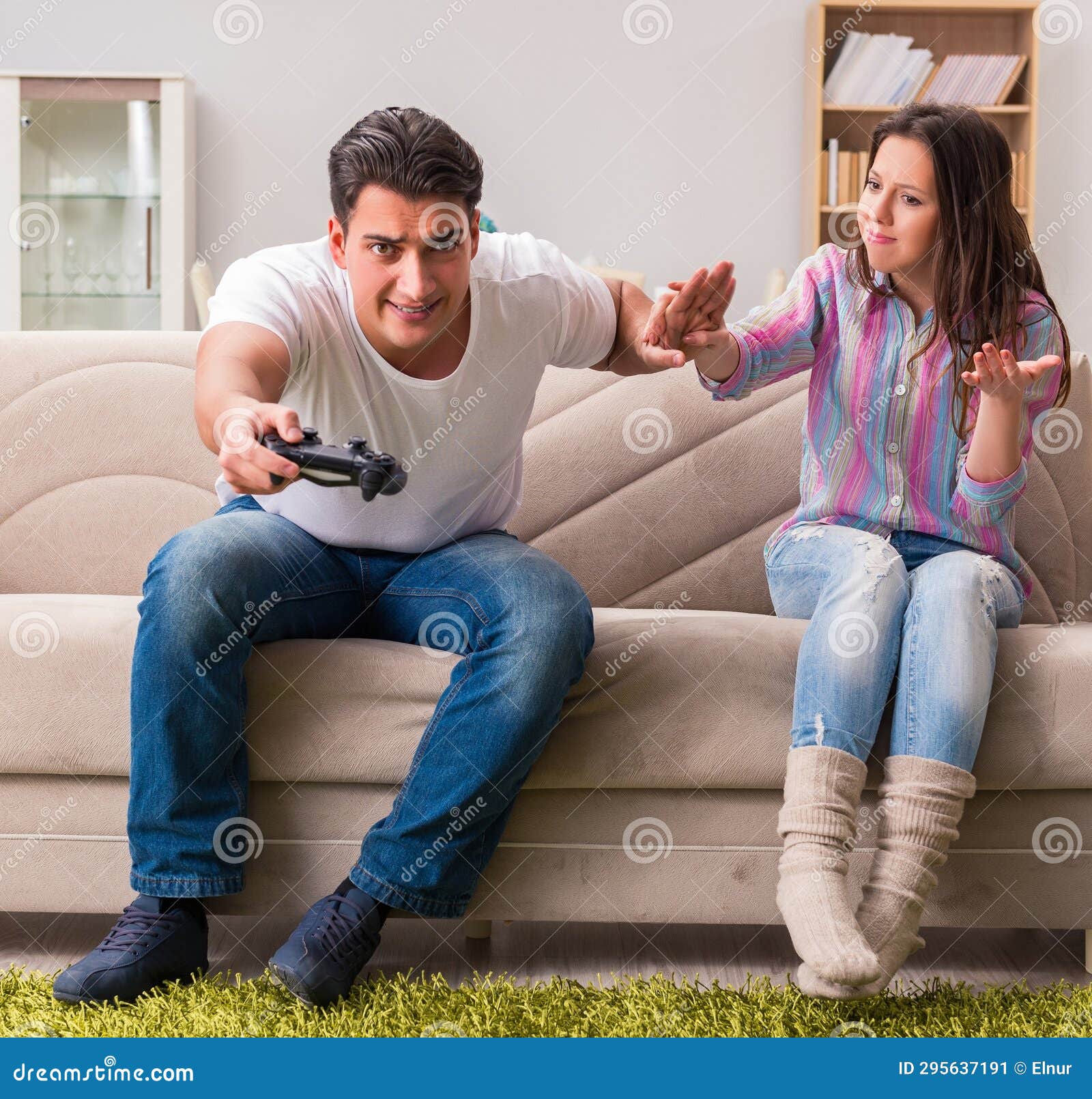 Young Family Suffering from Computer Games Addiction Stock Image ...