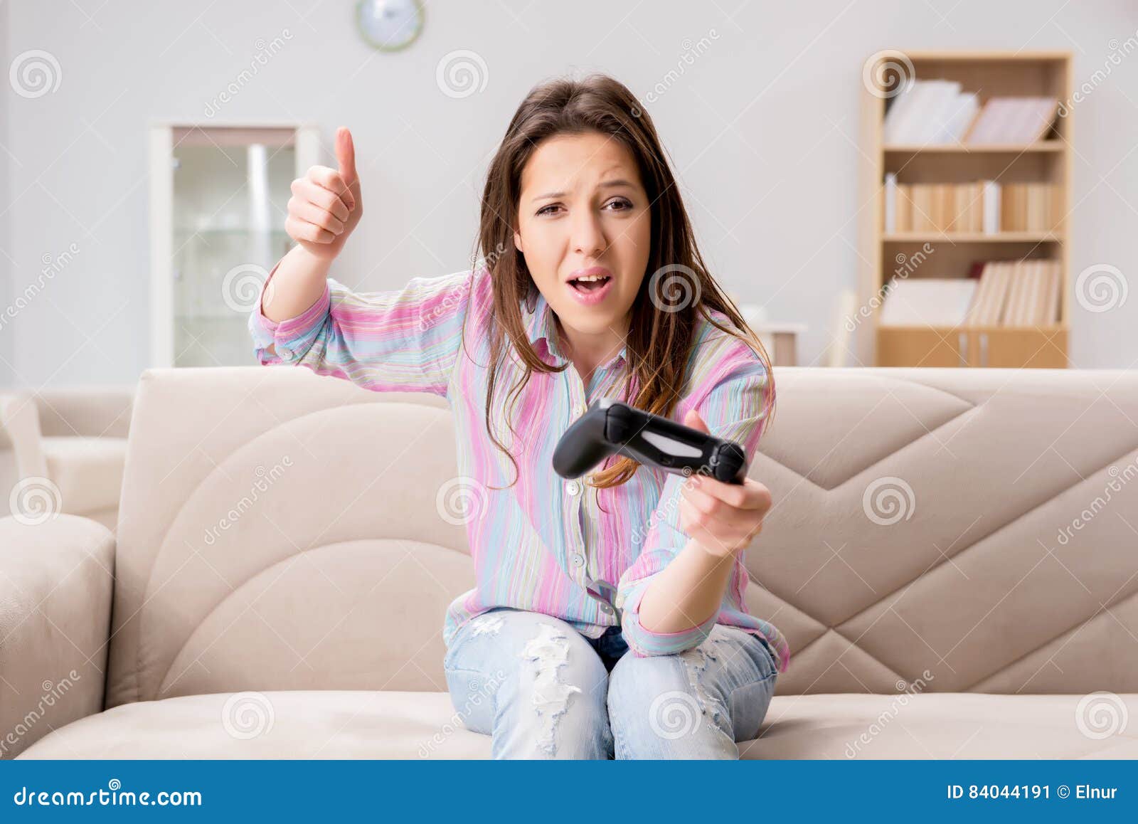 The Young Family Suffering from Computer Games Addiction Stock Image ...