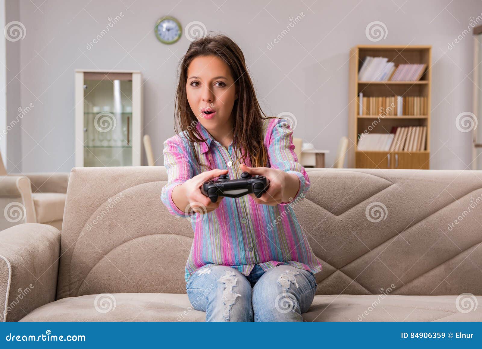 The Young Family Suffering from Computer Games Addiction Stock Image ...