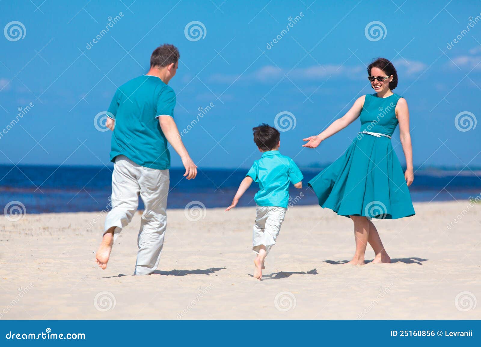 Young Family of Three Having Fun Tropical Beach Stock Photo - Image of ...