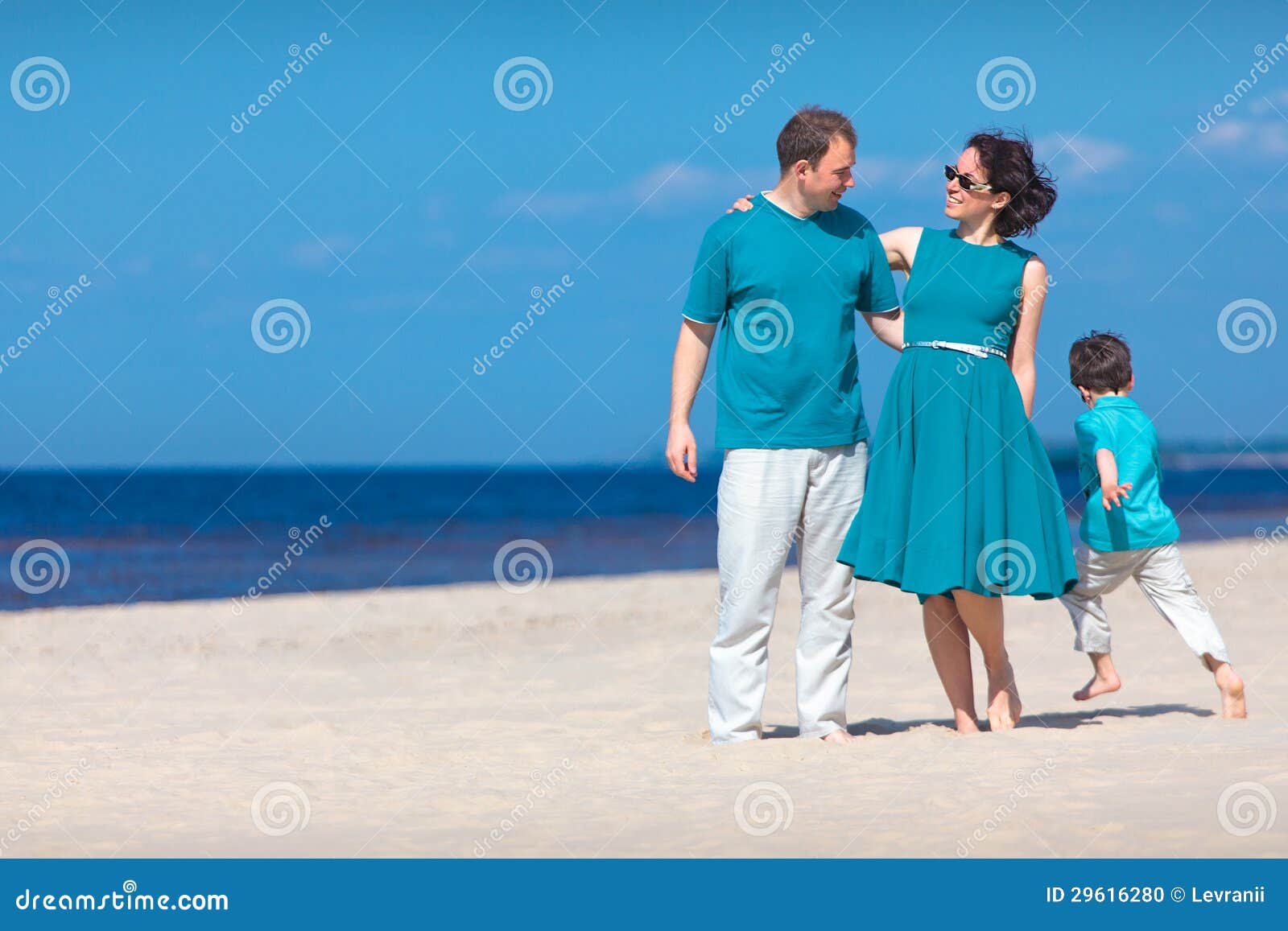 Young Family of Three Having Fun Tropical Beach Stock Photo - Image of ...