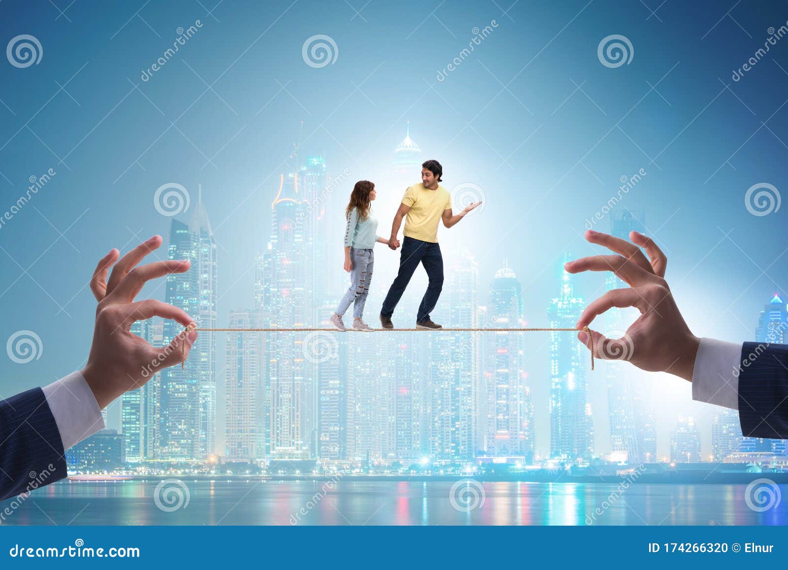 Young family on tight rope stock photo. Image of real - 174266320