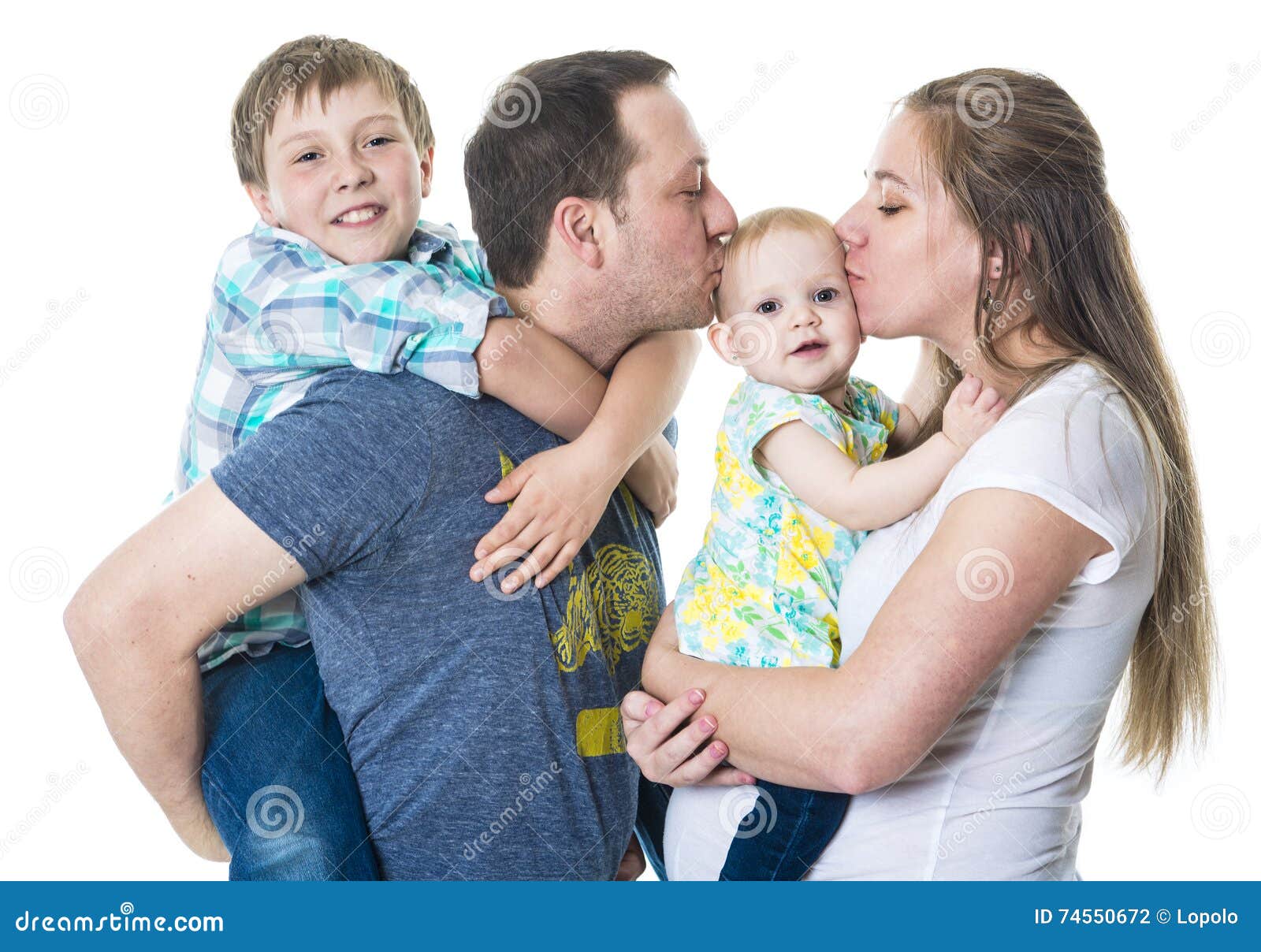 Young family with two kids stock photo. Image of family - 74550672