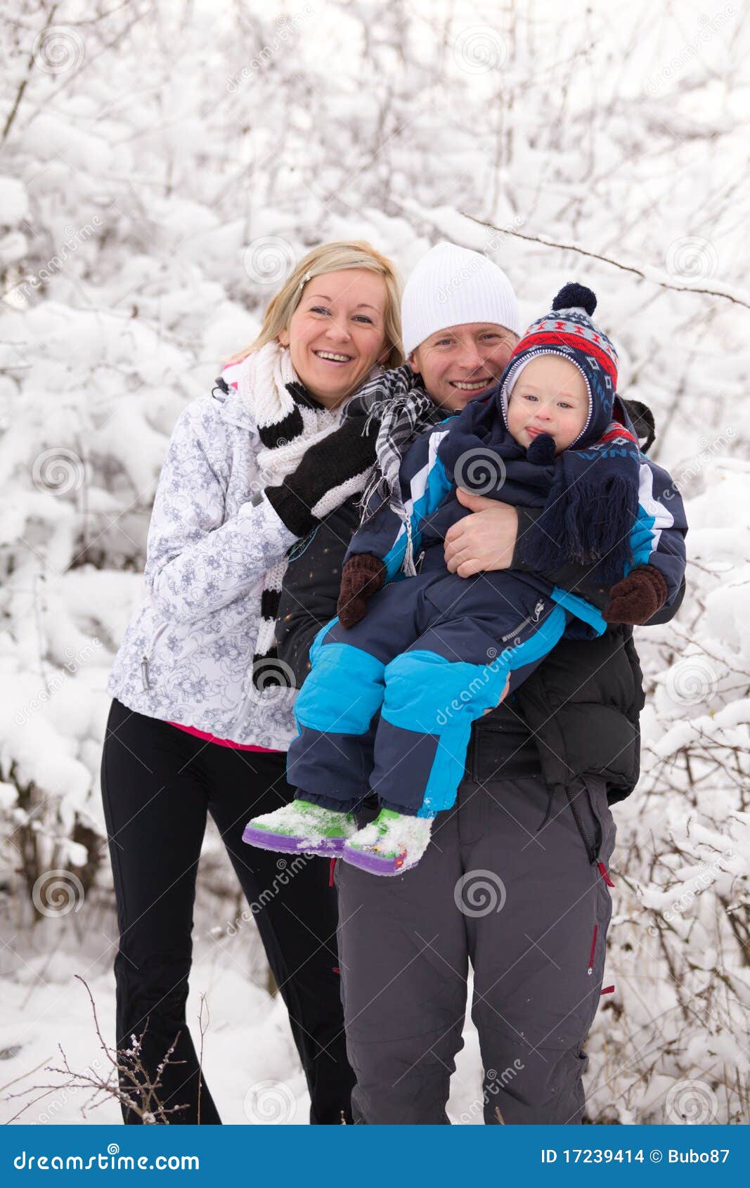 Young family in winter stock photo. Image of baby, happiness - 17239414