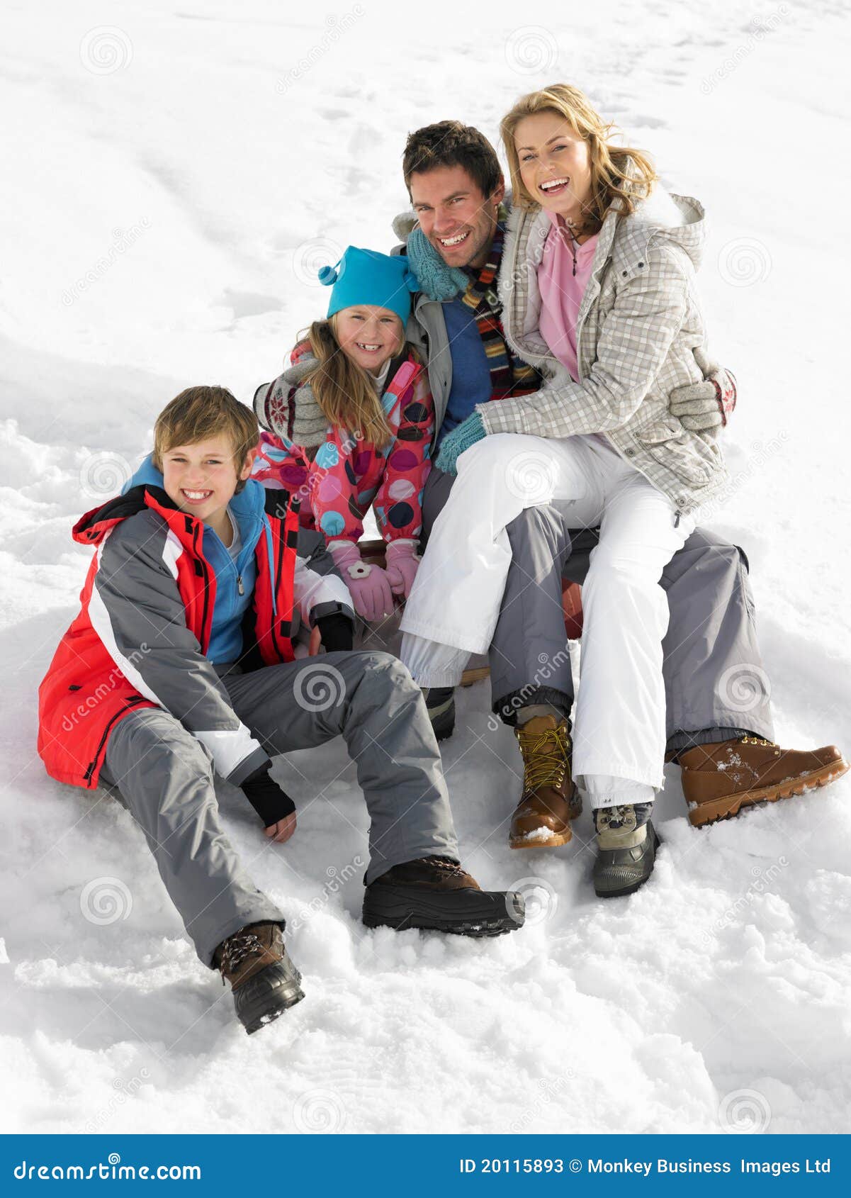 Young Family on Winter Vacation Stock Image - Image of child, alpine ...