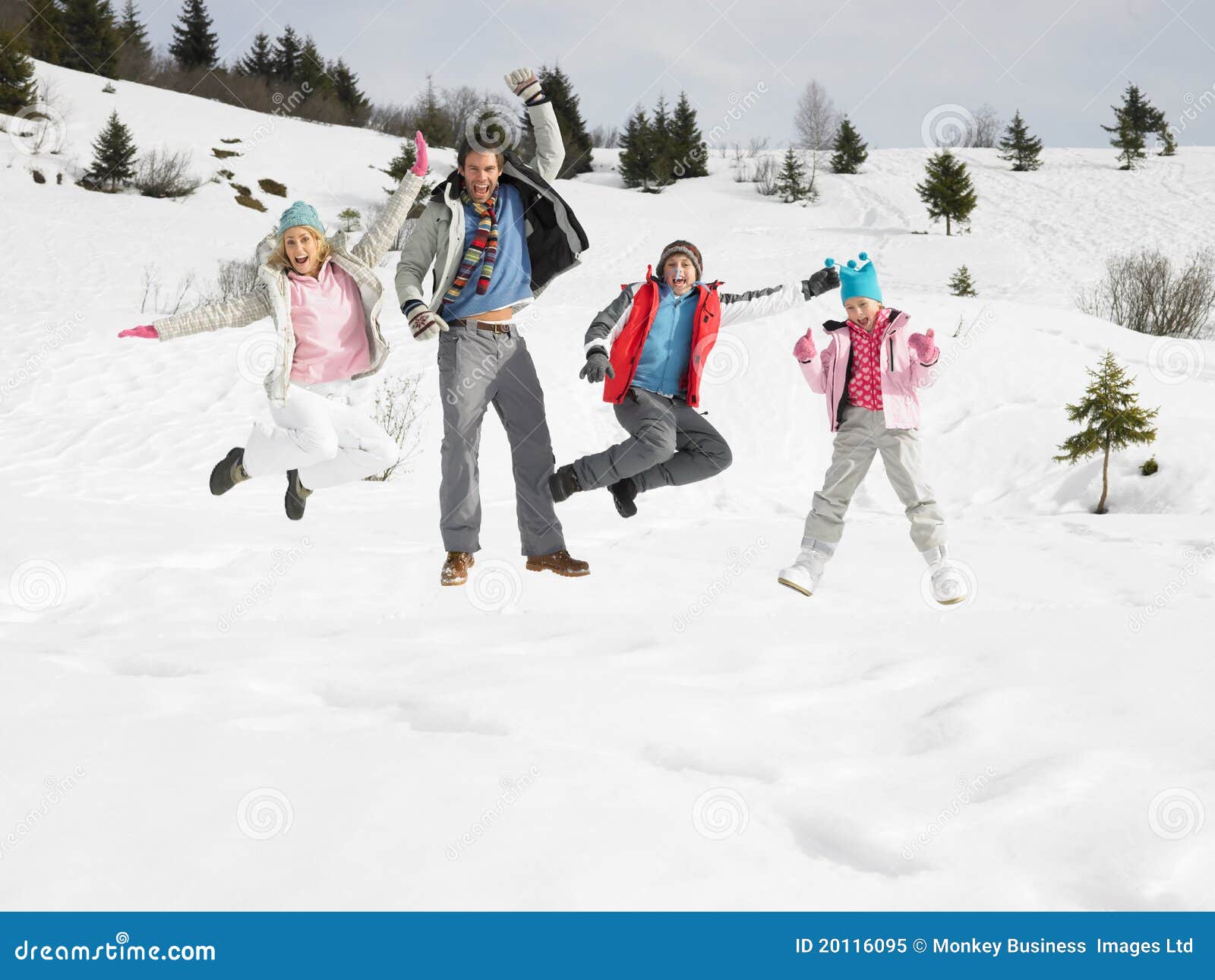 Young Family on Winter Vacation Stock Image - Image of parents ...