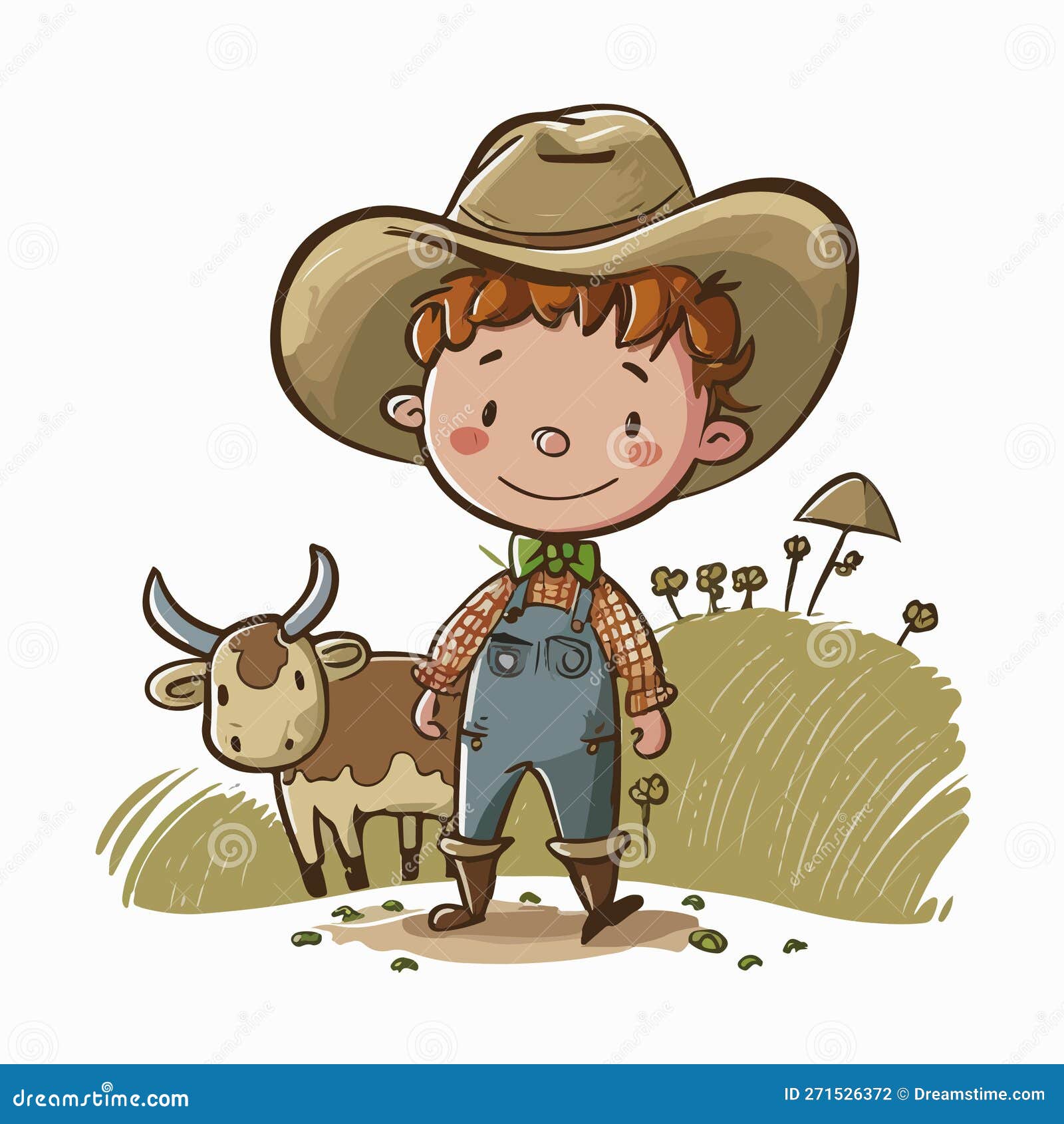 Young Farmer Boy. Vector Graphics. Illustration for a Child Stock ...