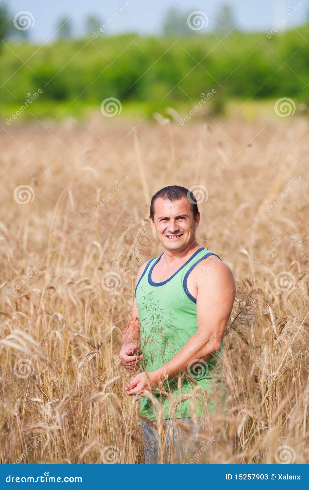 Young Farmer in His Wheat Field Stock Image - Image of outdoor, bread ...