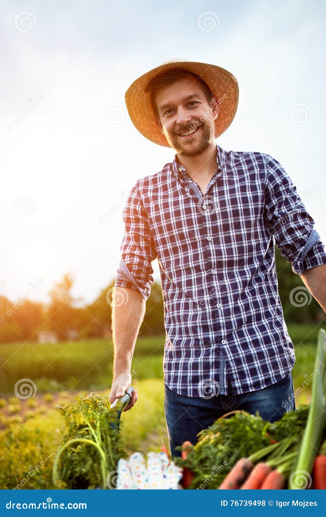 Young Farmer with Smile on Work in Garden Stock Photo - Image of garden ...