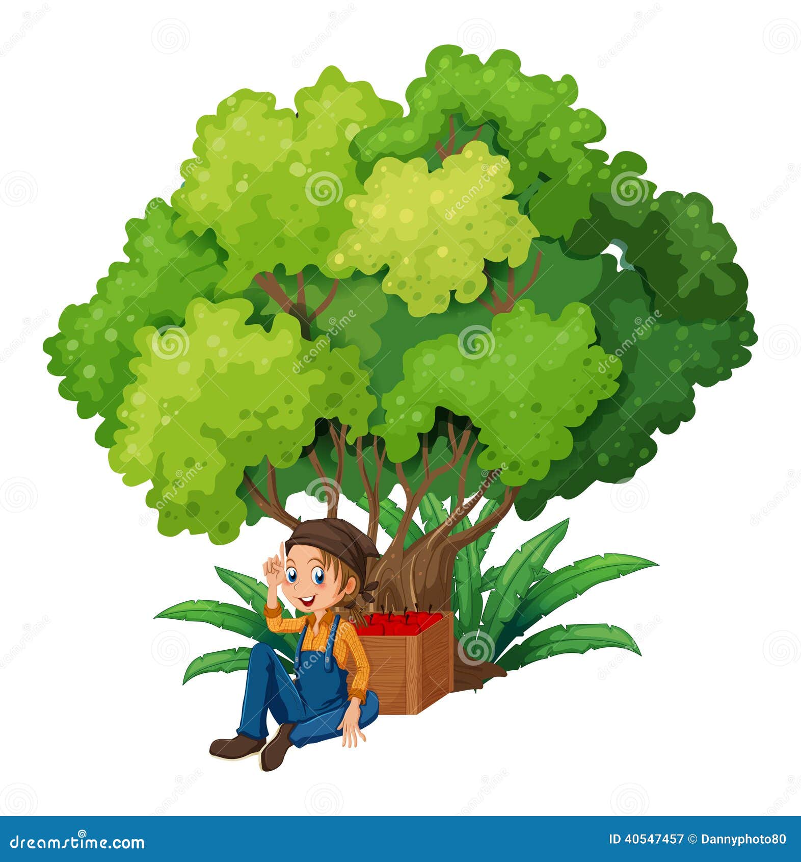 Young Farmer With A Pitchfork. Vector Illustration In Flat Cartoon ...