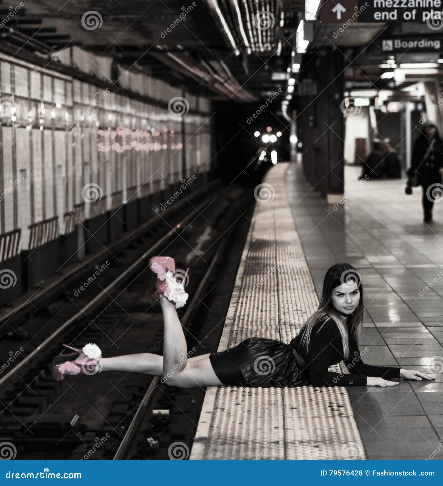 Young Fashion Model Posing in NYC Subway. Editorial Stock Photo - Image ...
