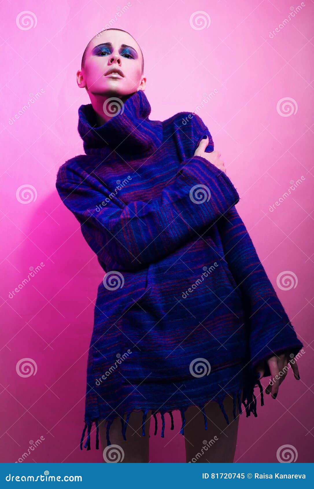 Young Fashion Model Posing Over Pink Background Stock Image - Image of ...