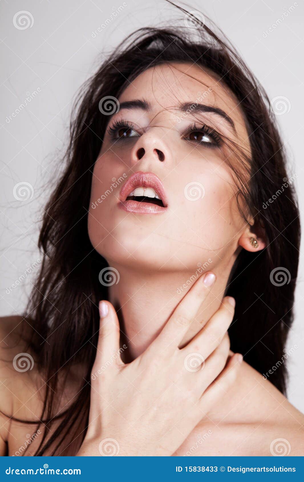 Young Fashion Model with Windswept Hair Stock Image - Image of looking ...