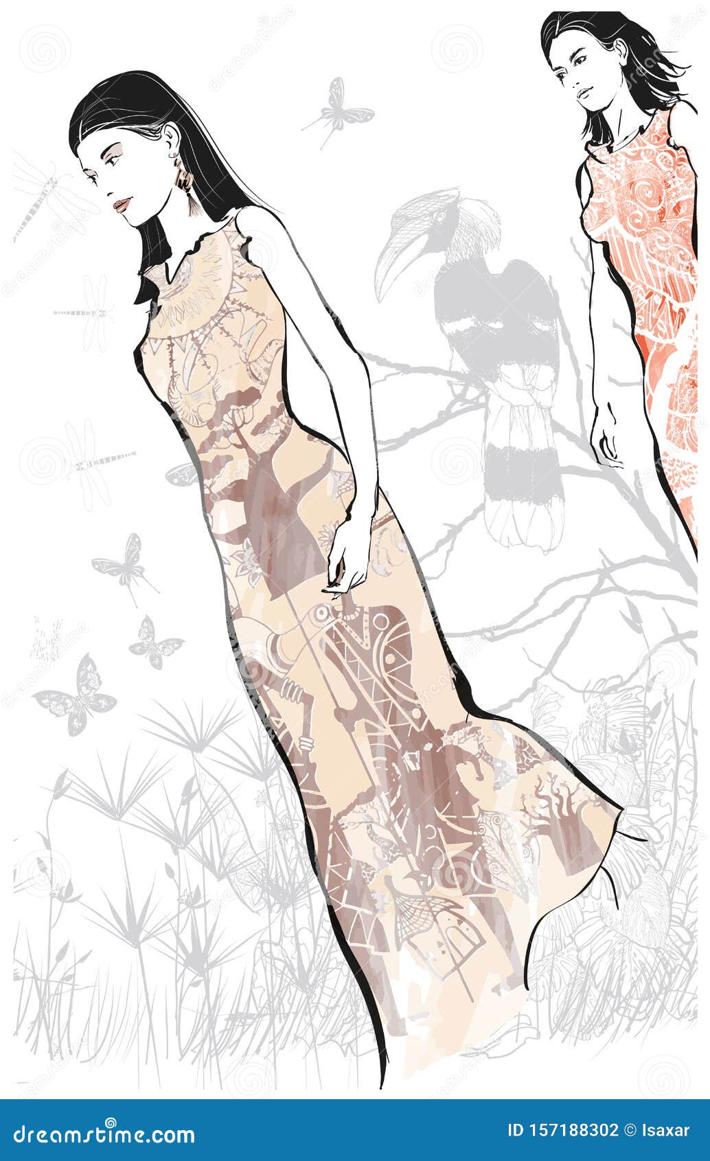 Young fashion models stock vector. Illustration of ethnicity - 157188302