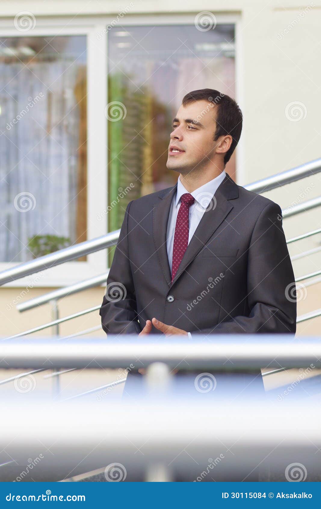 Businessman Standing on the Threshold Stock Photo - Image of exterior ...
