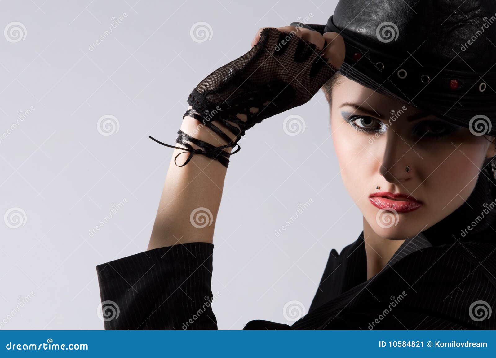 Young Fashionable Model with Black Hat Stock Image - Image of eyes ...