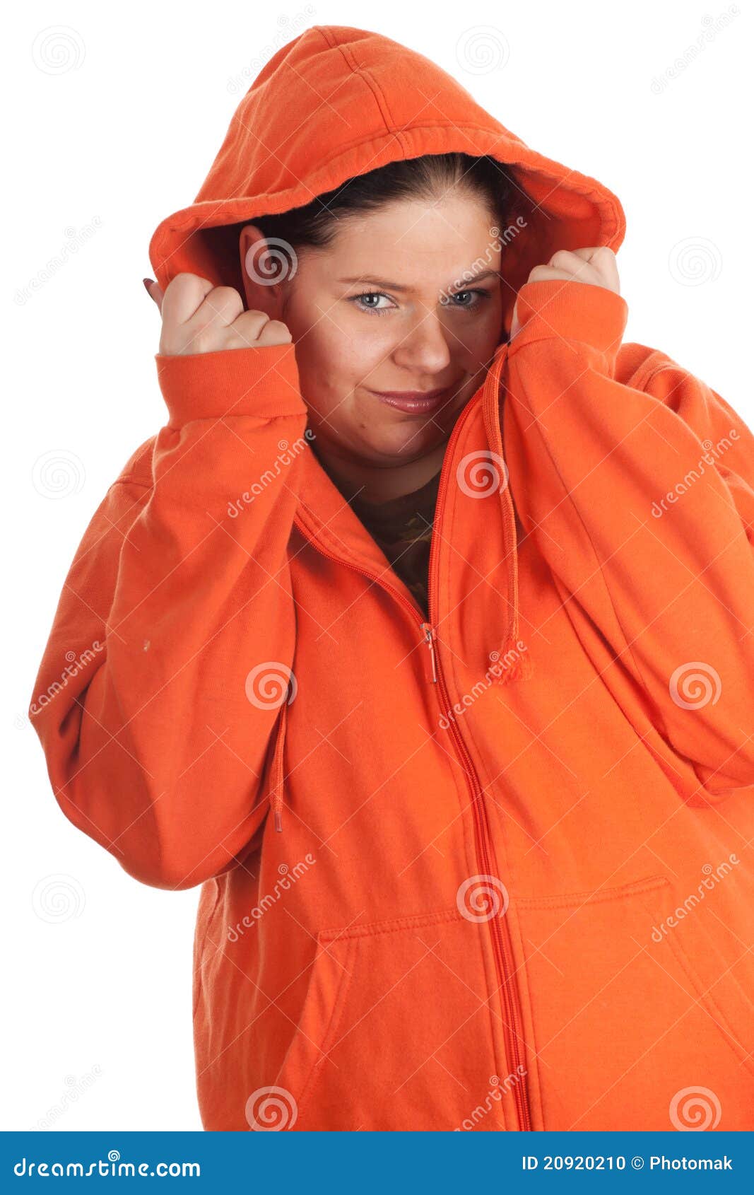 Young Fat Woman in Orange Sweatshirt Stock Photo - Image of attractive ...