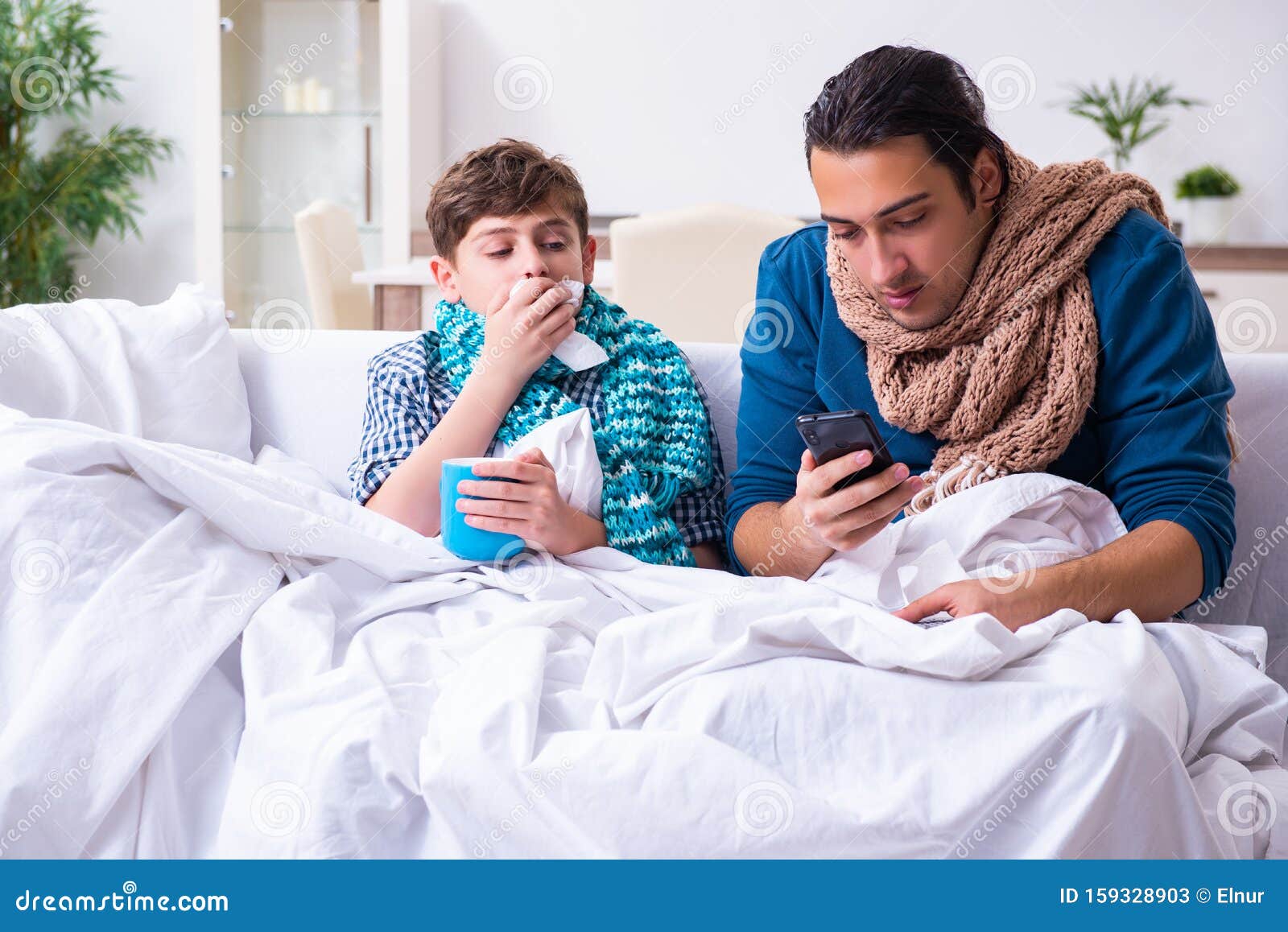 Young Father Caring for Sick Son Stock Image - Image of sickness ...