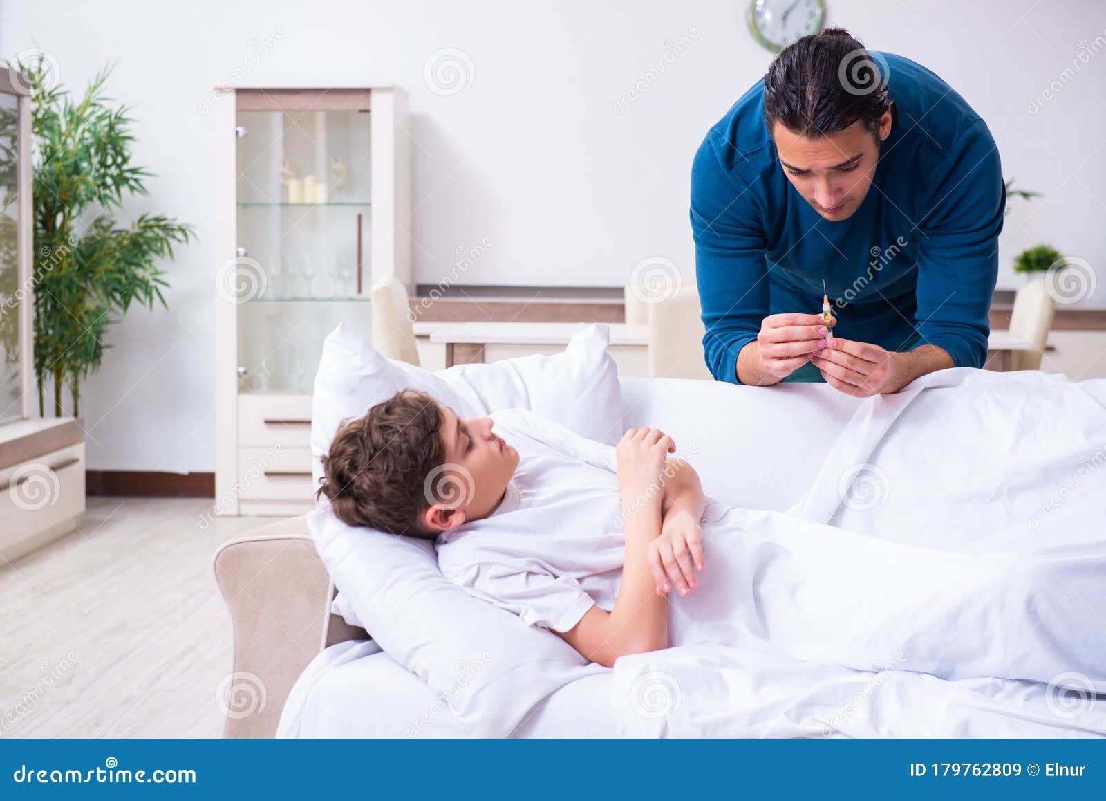 Young Father Caring for Sick Son Stock Image - Image of pain, allergy ...