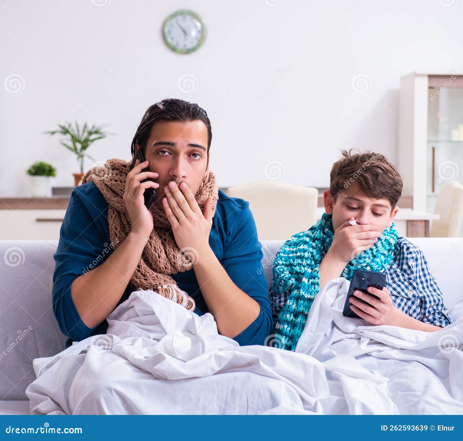 Young Father Caring for Sick Son Stock Image - Image of infection ...