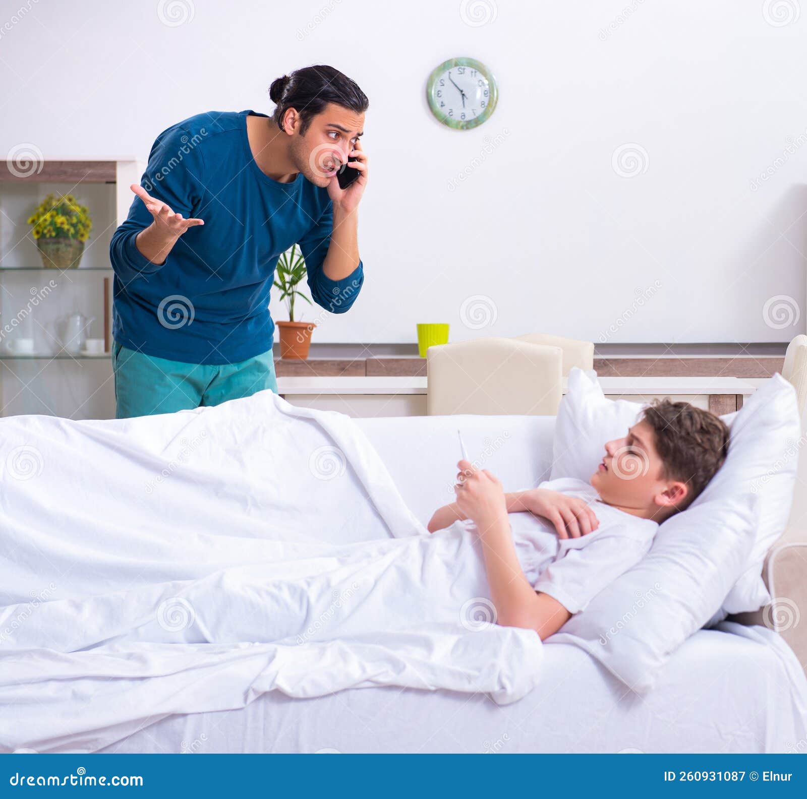 Young Father Caring for Sick Son Stock Image - Image of emergency ...
