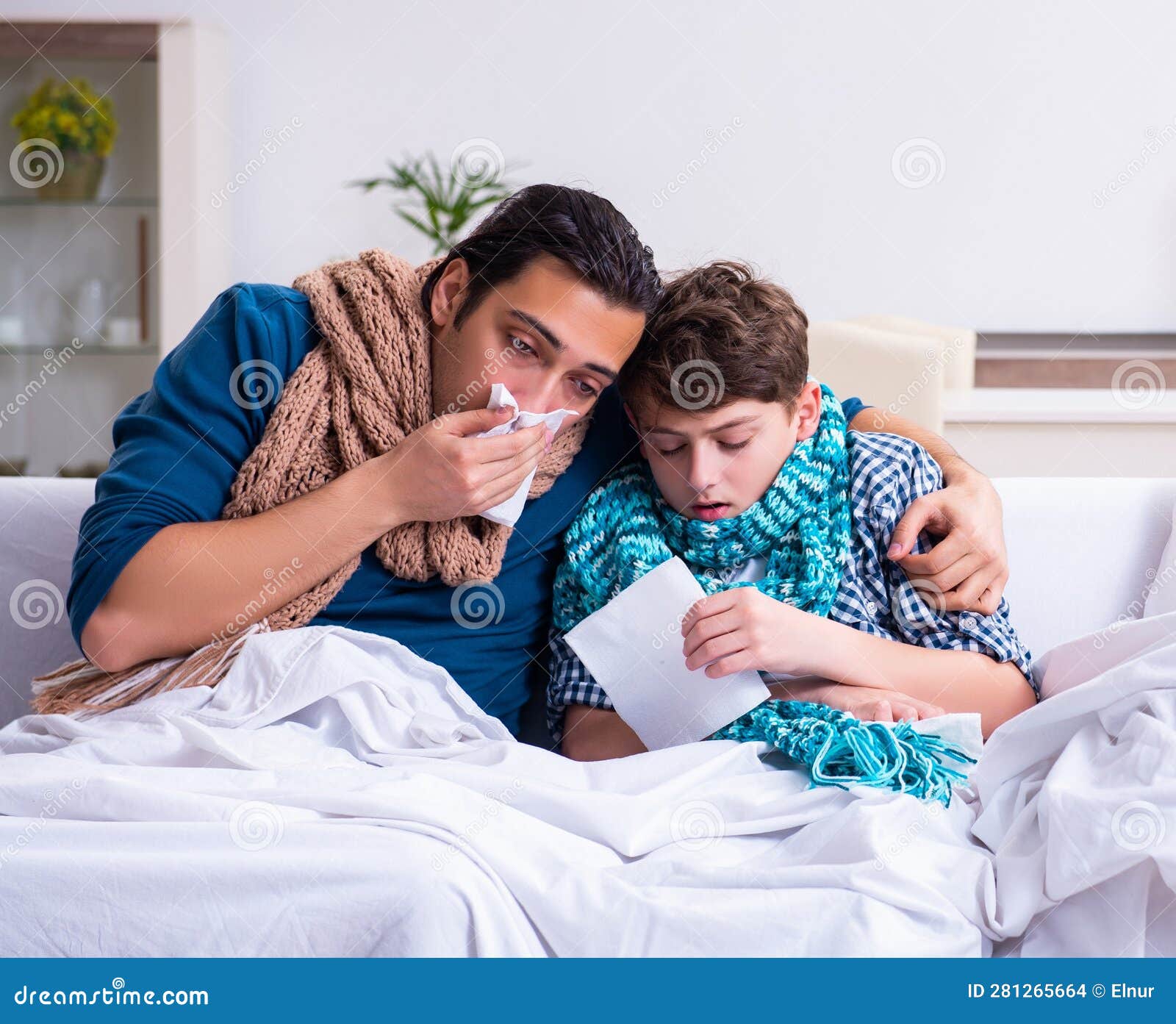 Young Father Caring for Sick Son Stock Photo - Image of nose, high ...