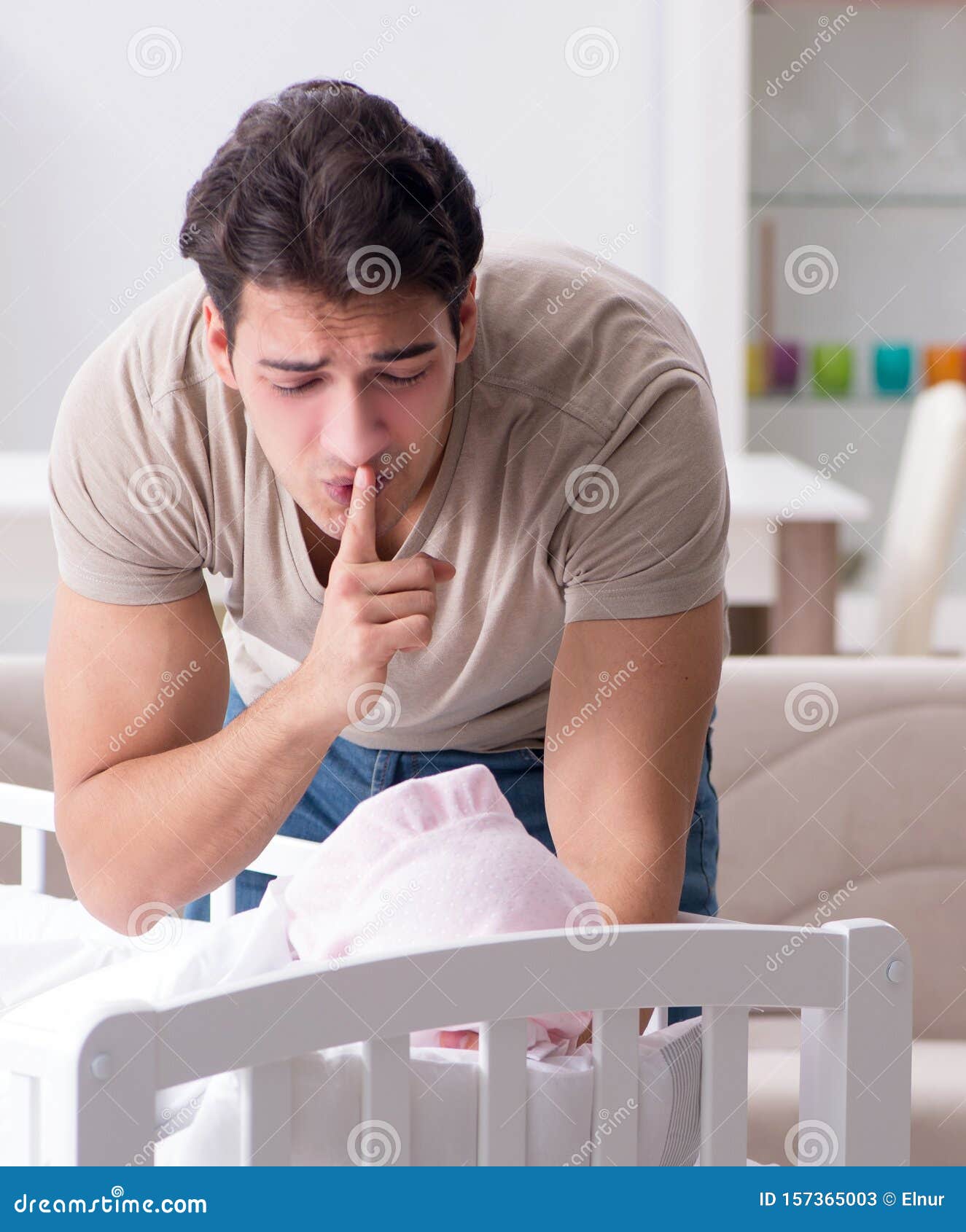 Young Father Dad Frustrated at Crying Baby Stock Image - Image of noise ...