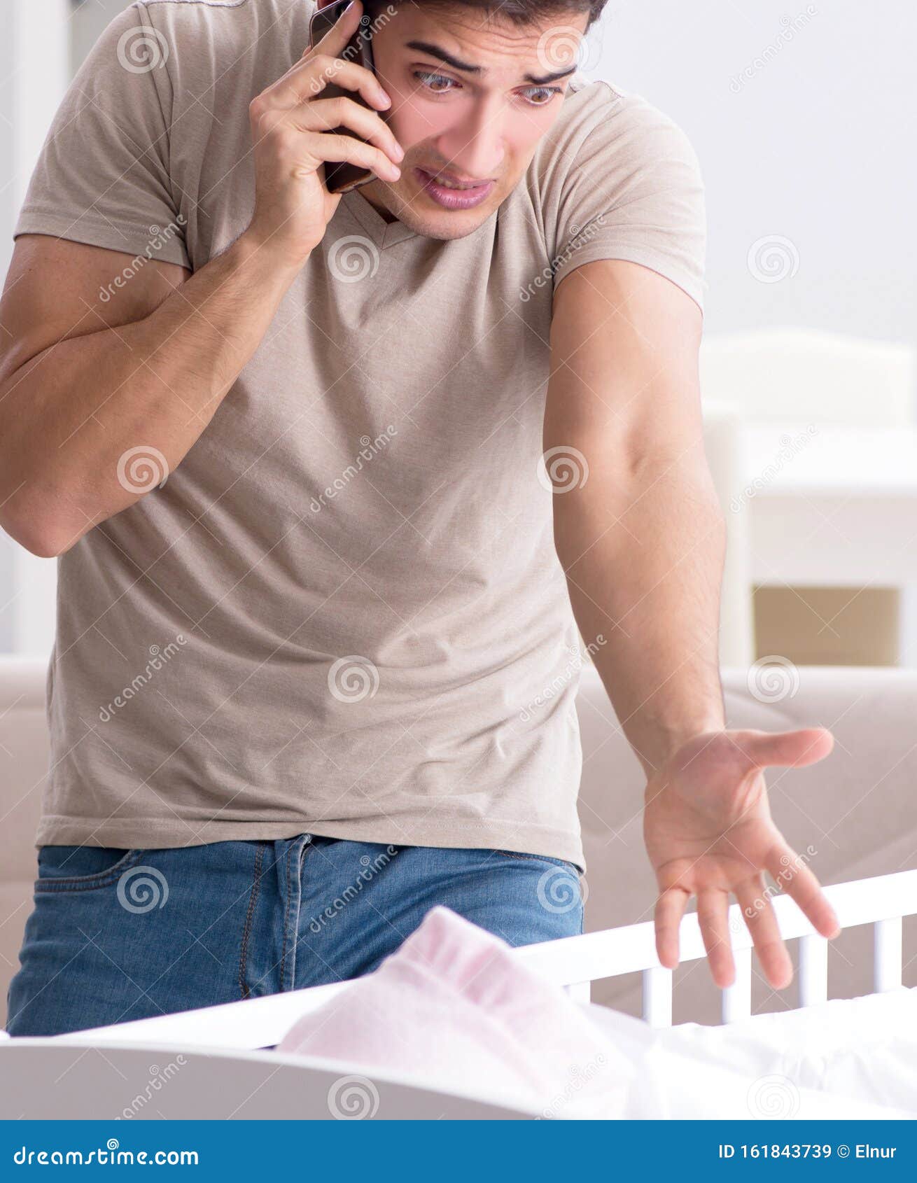 Young Father Dad Frustrated at Crying Baby Stock Image - Image of loud ...