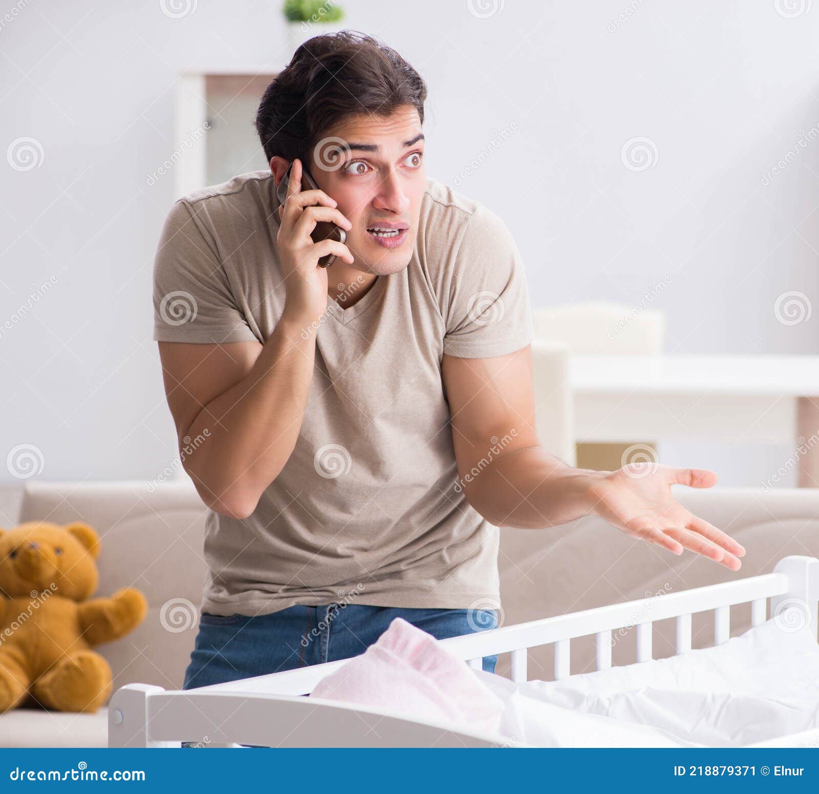 Young Father Dad Frustrated at Crying Baby Stock Image - Image of gassy ...