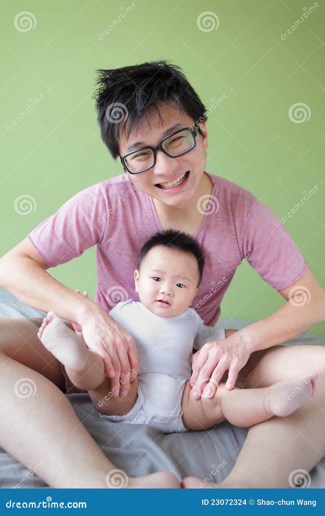 Young Father and His Baby Smile Face Stock Photo - Image of human, care ...