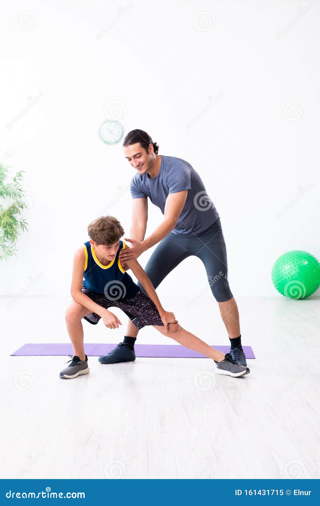 Young Father and His Son Doing Exercises Stock Image - Image of health ...