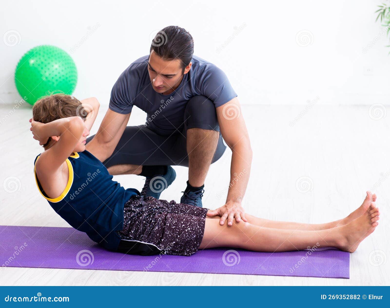 Young Father and His Son Doing Exercises Stock Photo - Image of ...