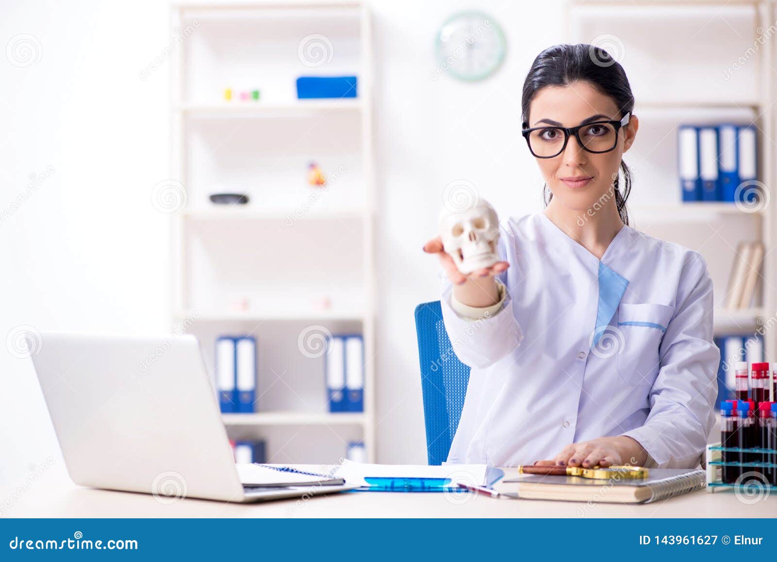 The Young Female Archaeologist Working in the Lab Stock Image - Image ...