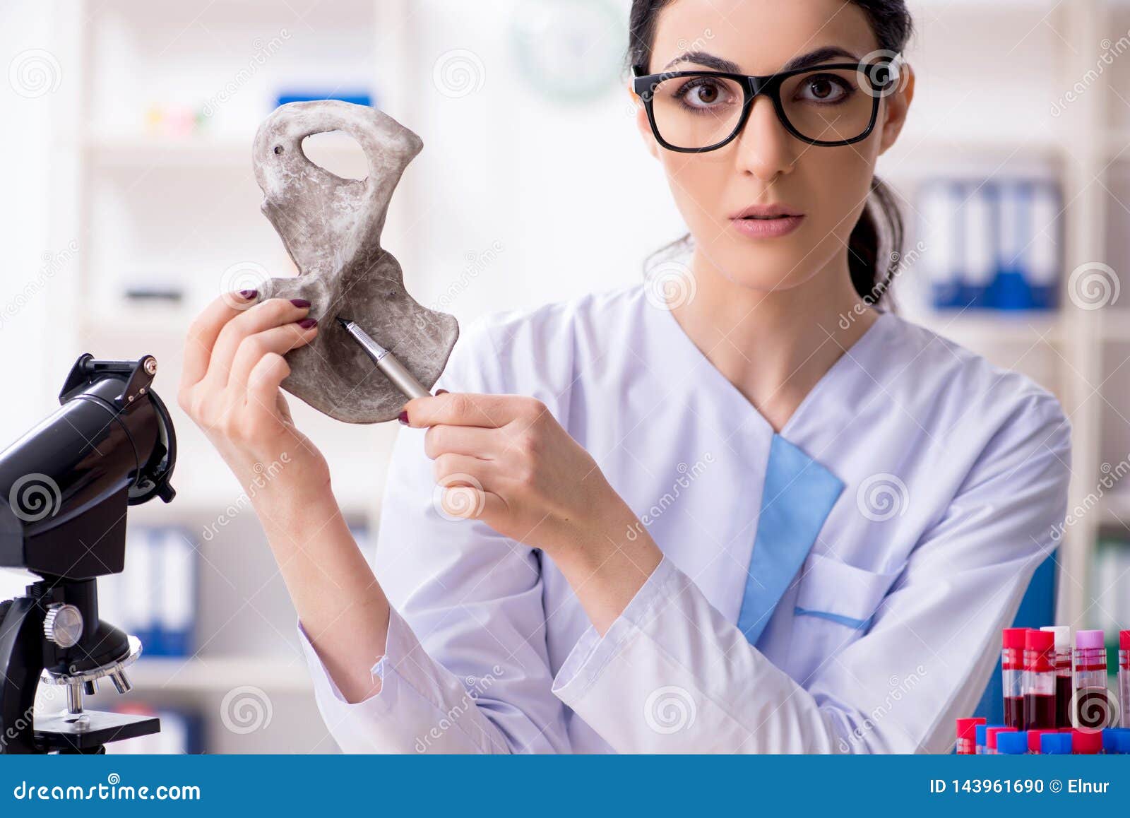 The Young Female Archaeologist Working in the Lab Stock Photo - Image ...
