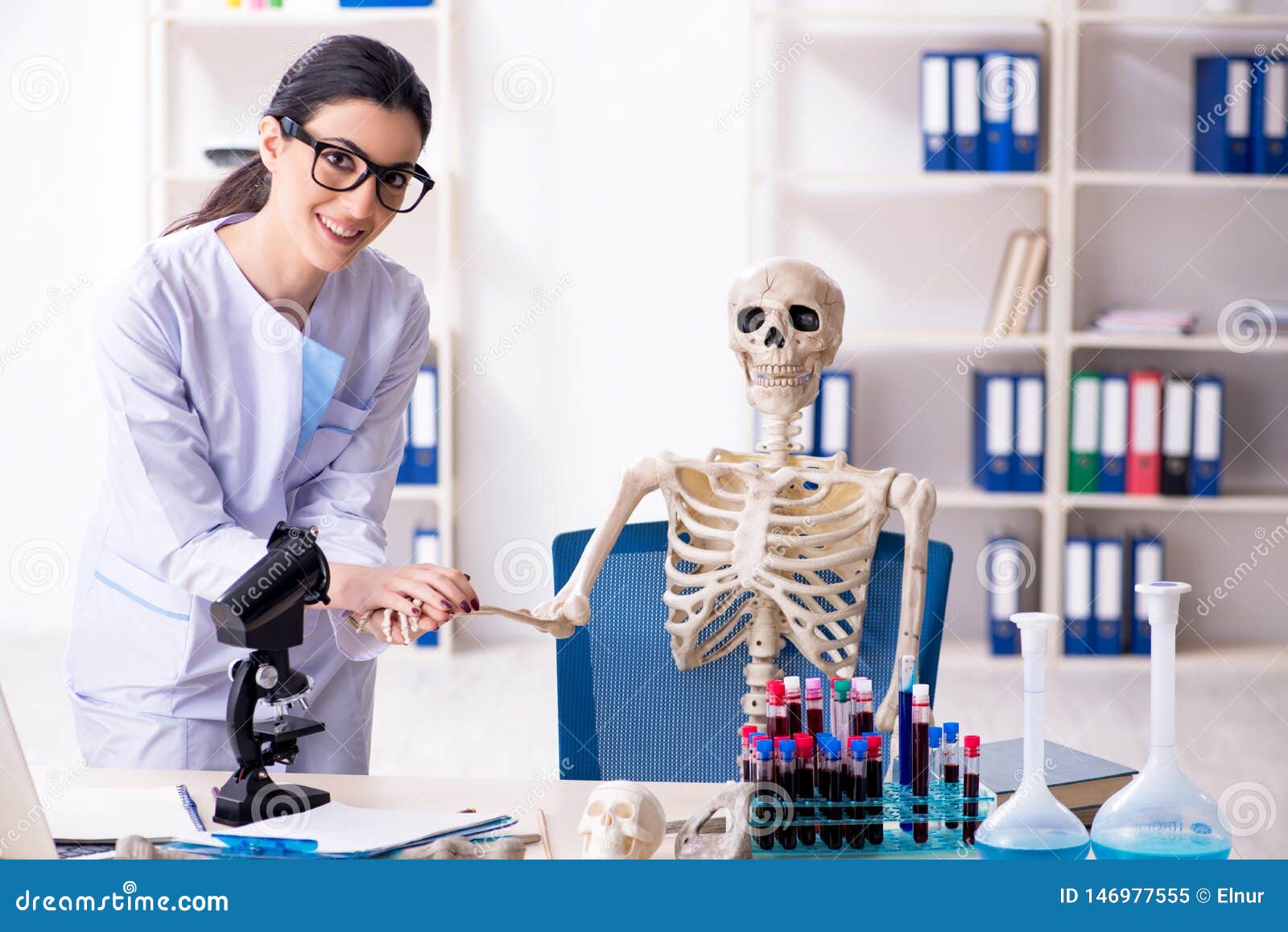 The Young Female Archaeologist Working in the Lab Stock Image - Image ...