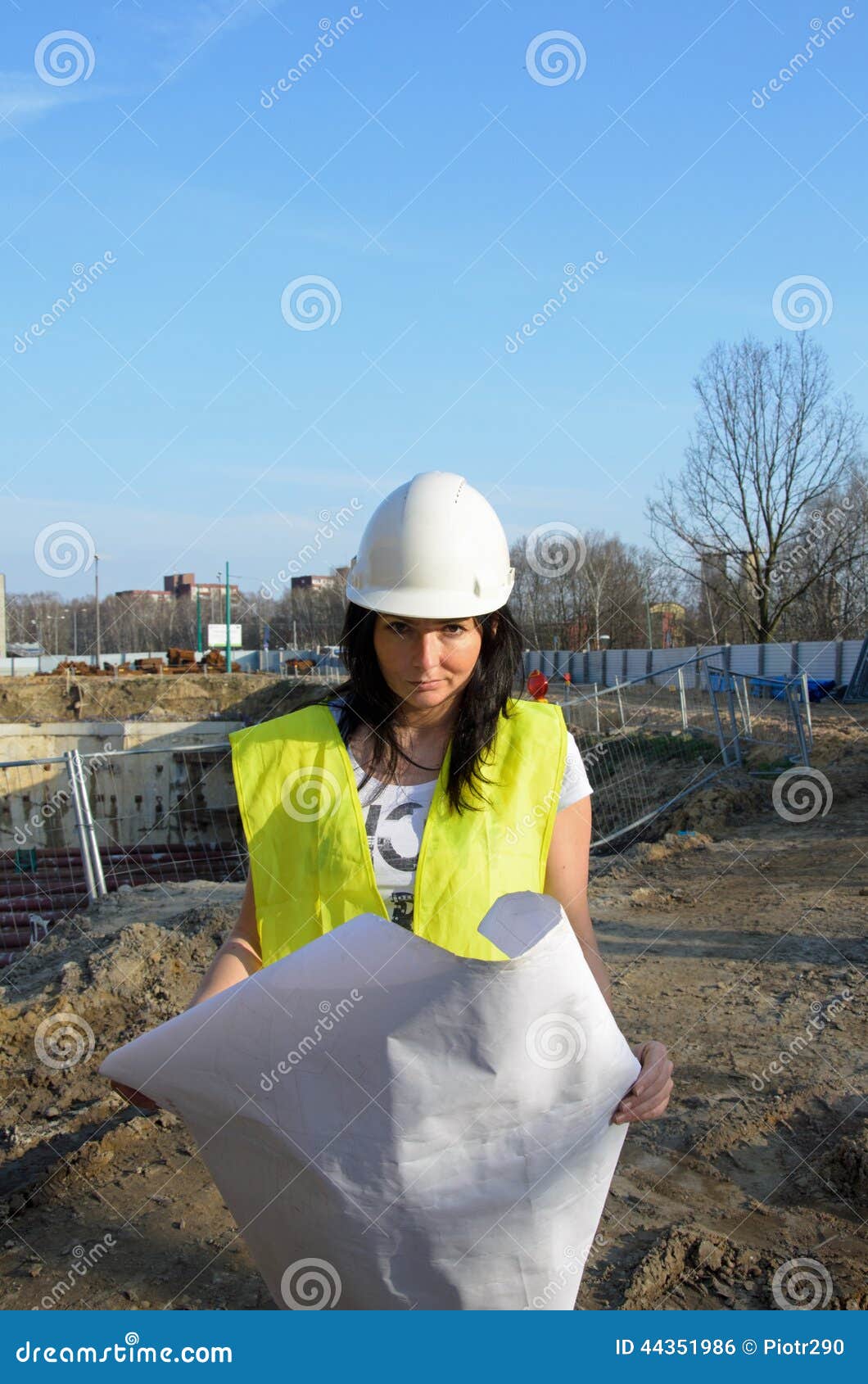 Young Female Architect at the Construction Site of the Construct Stock ...