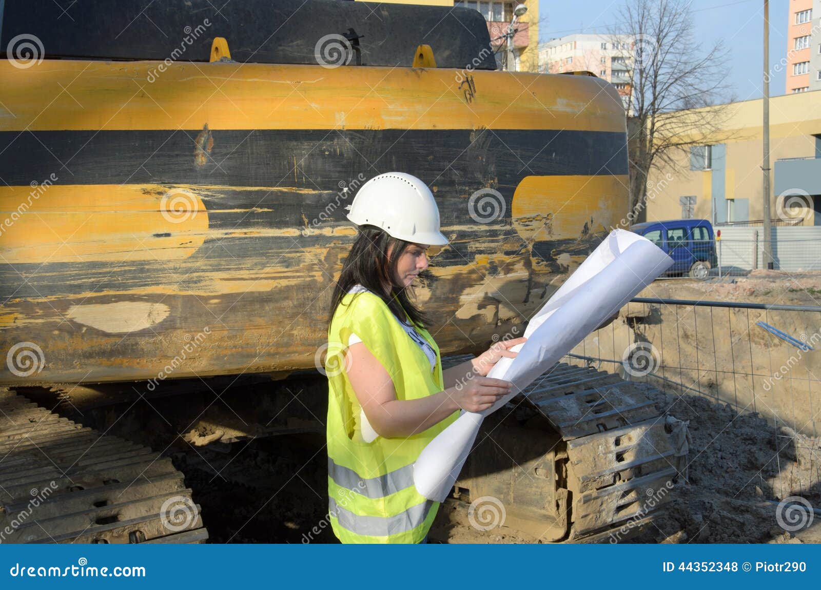Young Female Architect at the Construction Site of the Construct Stock ...