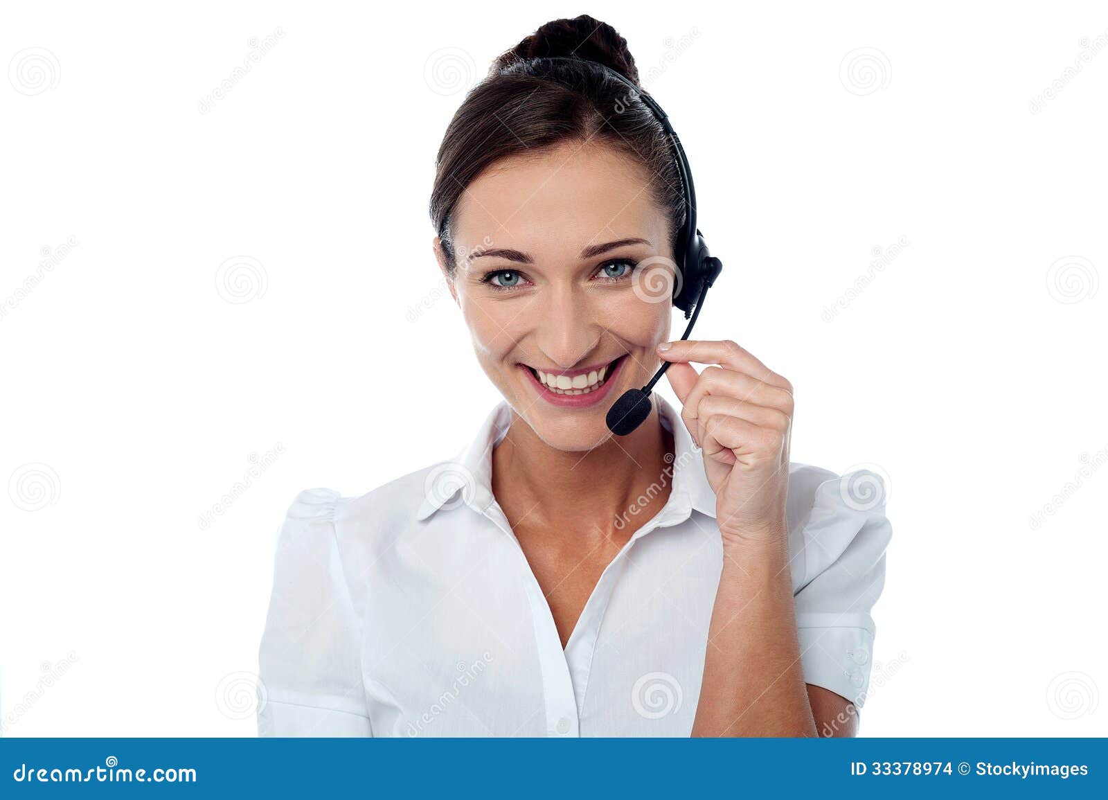 Young Female As Tech Support Executive Stock Photo - Image of care ...