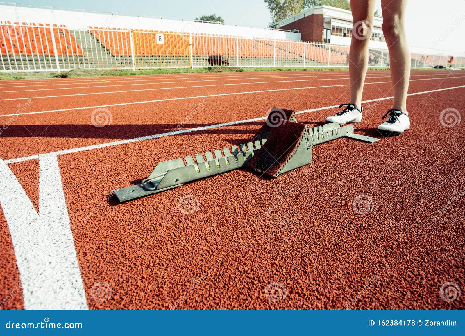 Female Athlete Ready To Run on Running Track Stock Photo - Image of ...
