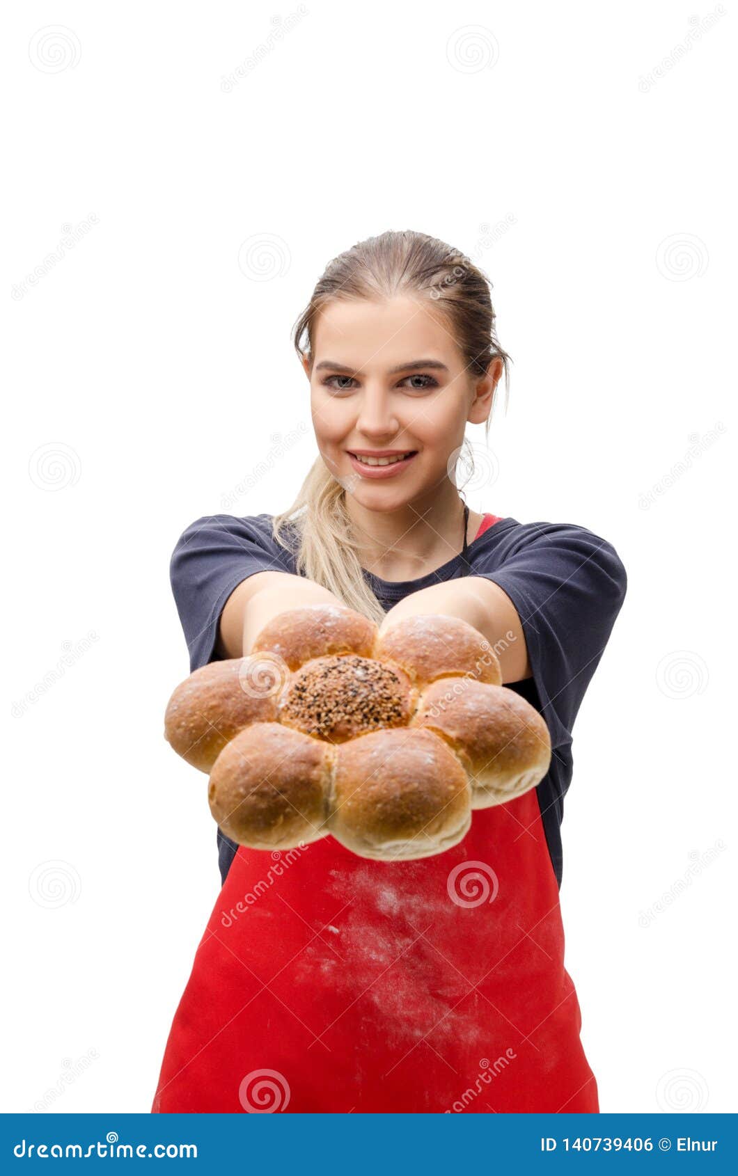 The Young Female Baker Isolated on White Stock Photo - Image of baker ...