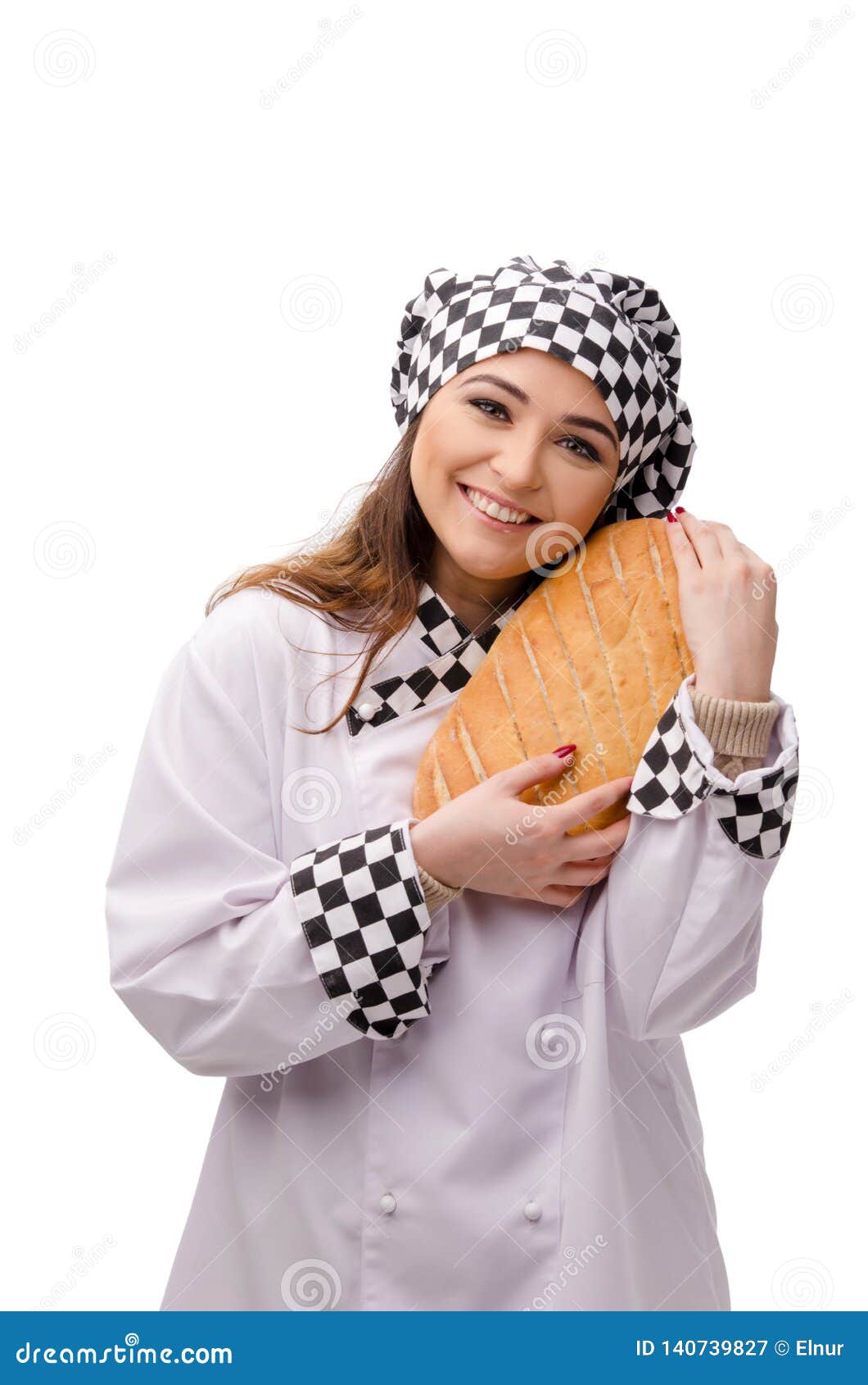 The Young Female Baker Isolated on White Stock Image - Image of ...